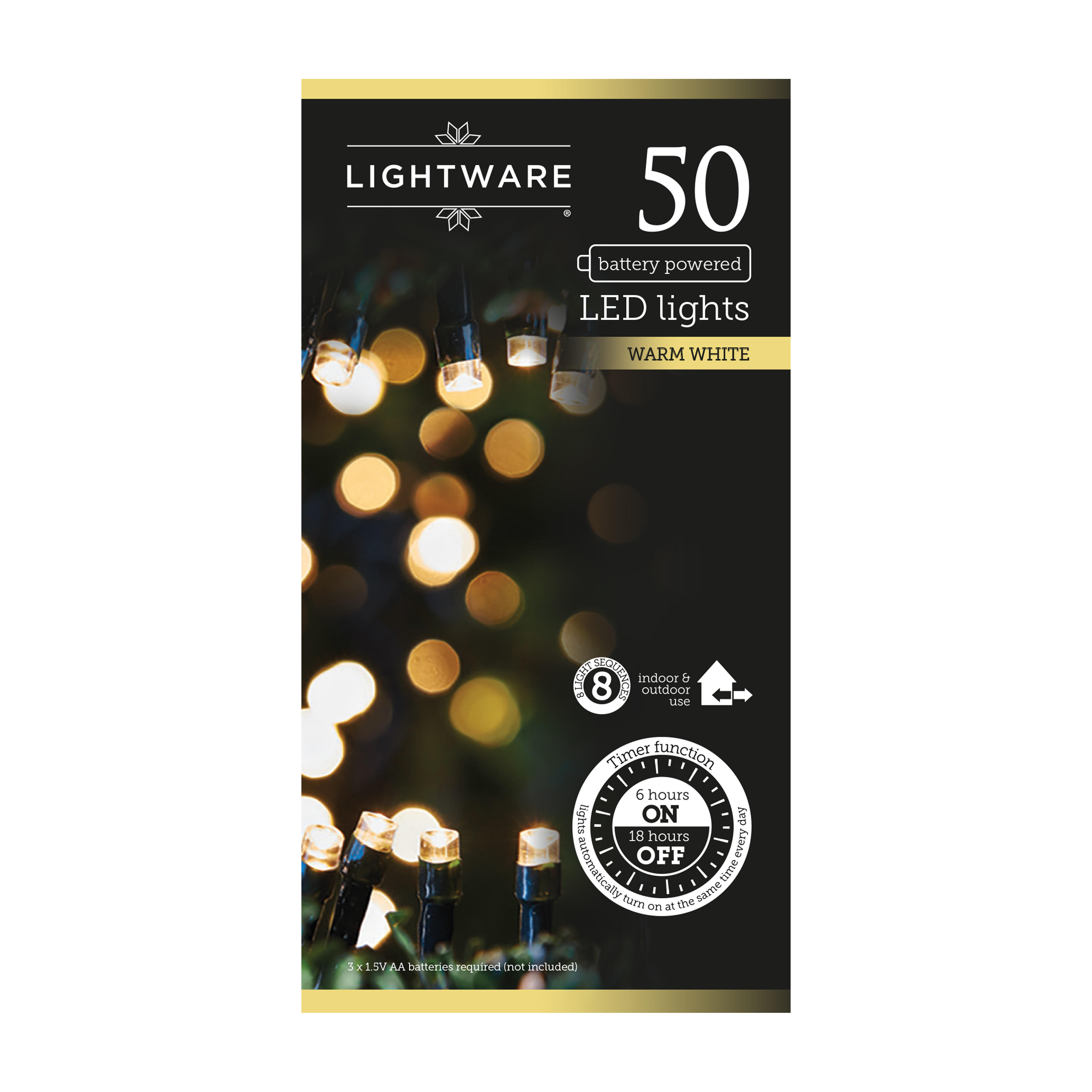 Lightware 50 LED lights Warm White | Home Accessories | Iceland Foods