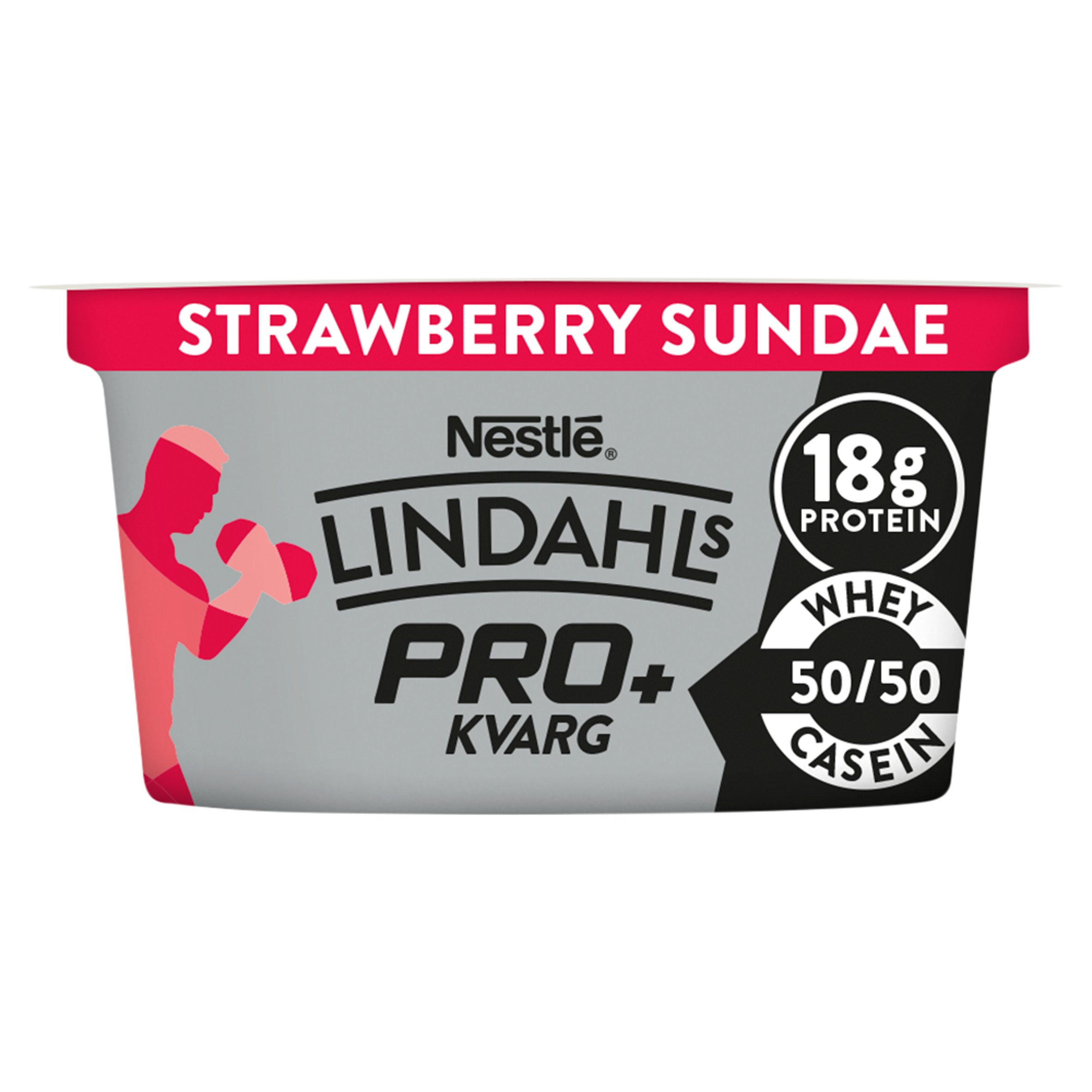 Lindahls Strawberry Sundae Pro + Kvarg 150g | Low Fat & Fat Free Yogurt ...