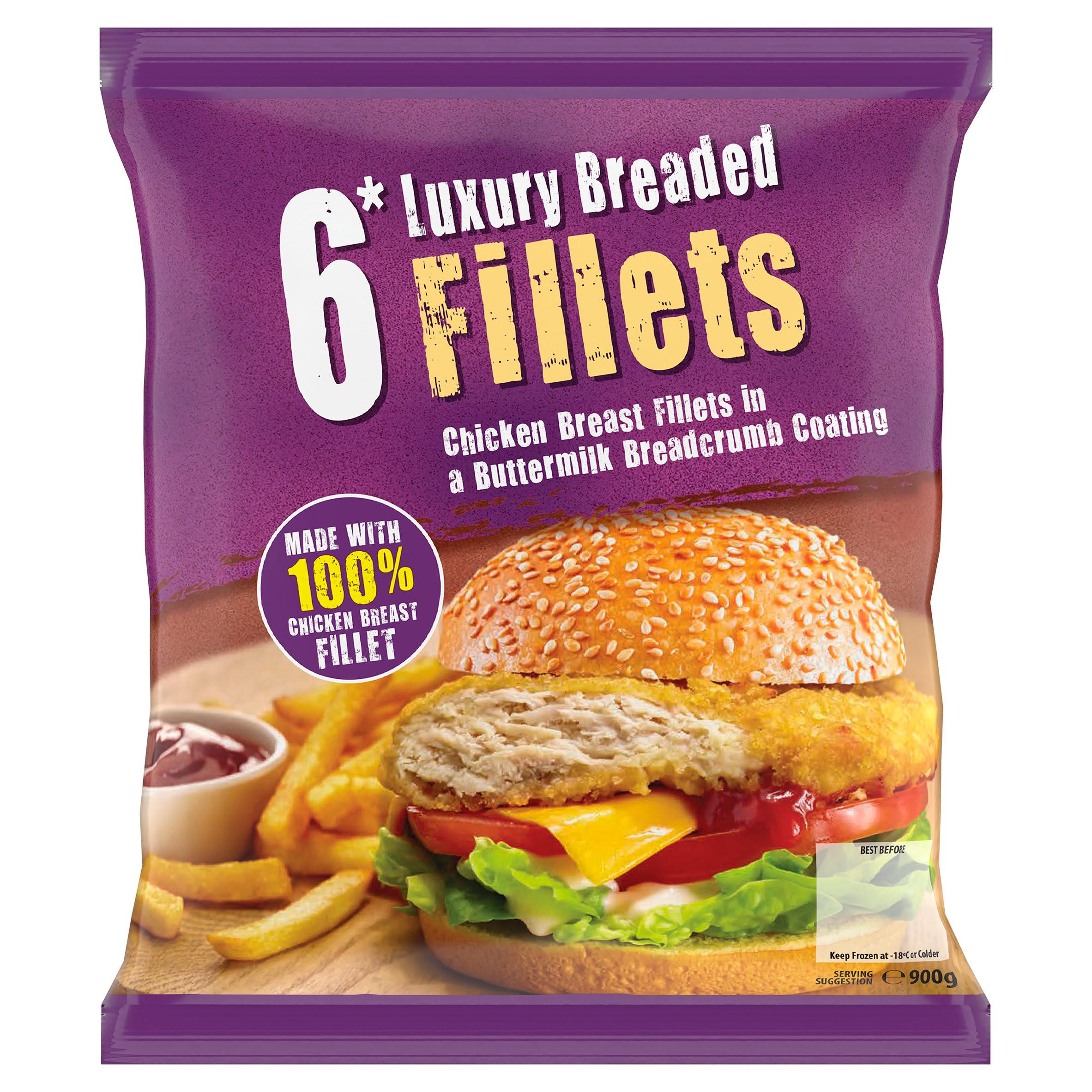 Luxury 6 Breaded Fillets 900g | Breaded & Battered Chicken | Iceland Foods