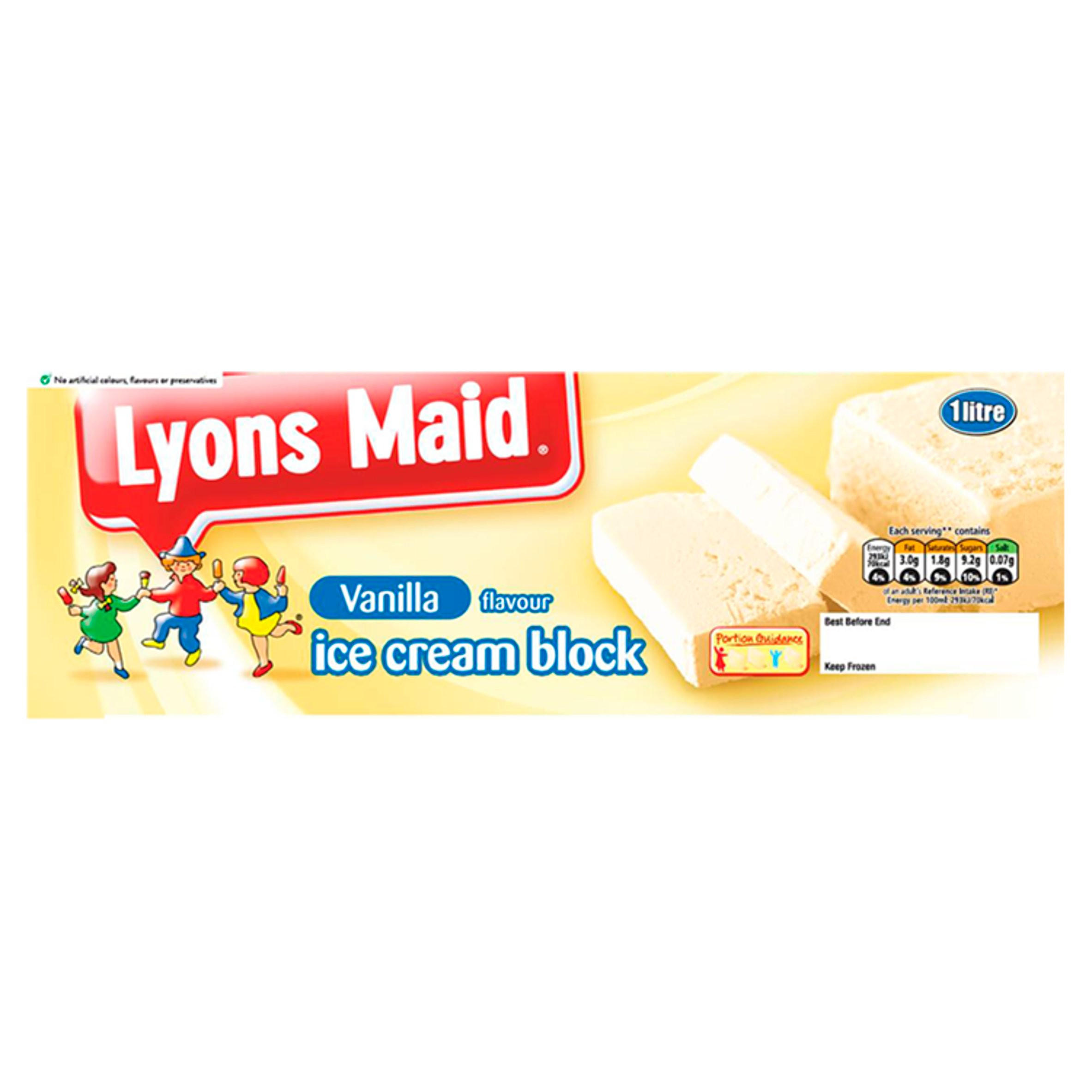 Lyons Maid Vanilla Flavour Ice Cream Block 1 Litre | Ice Cream Tubs ...