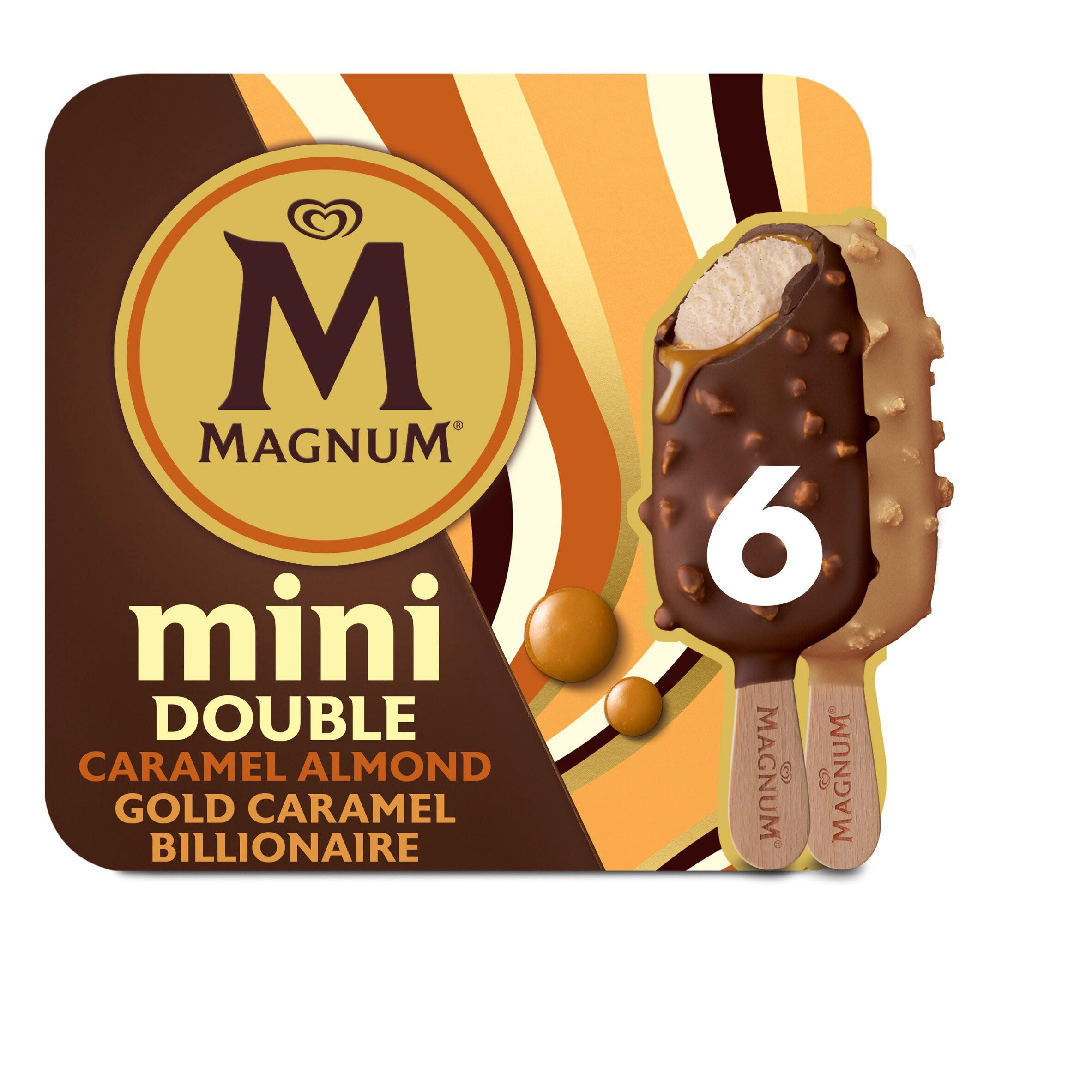 Magnum Mini Ice Cream Sticks Double Caramel Almond & Gold Caramel ...