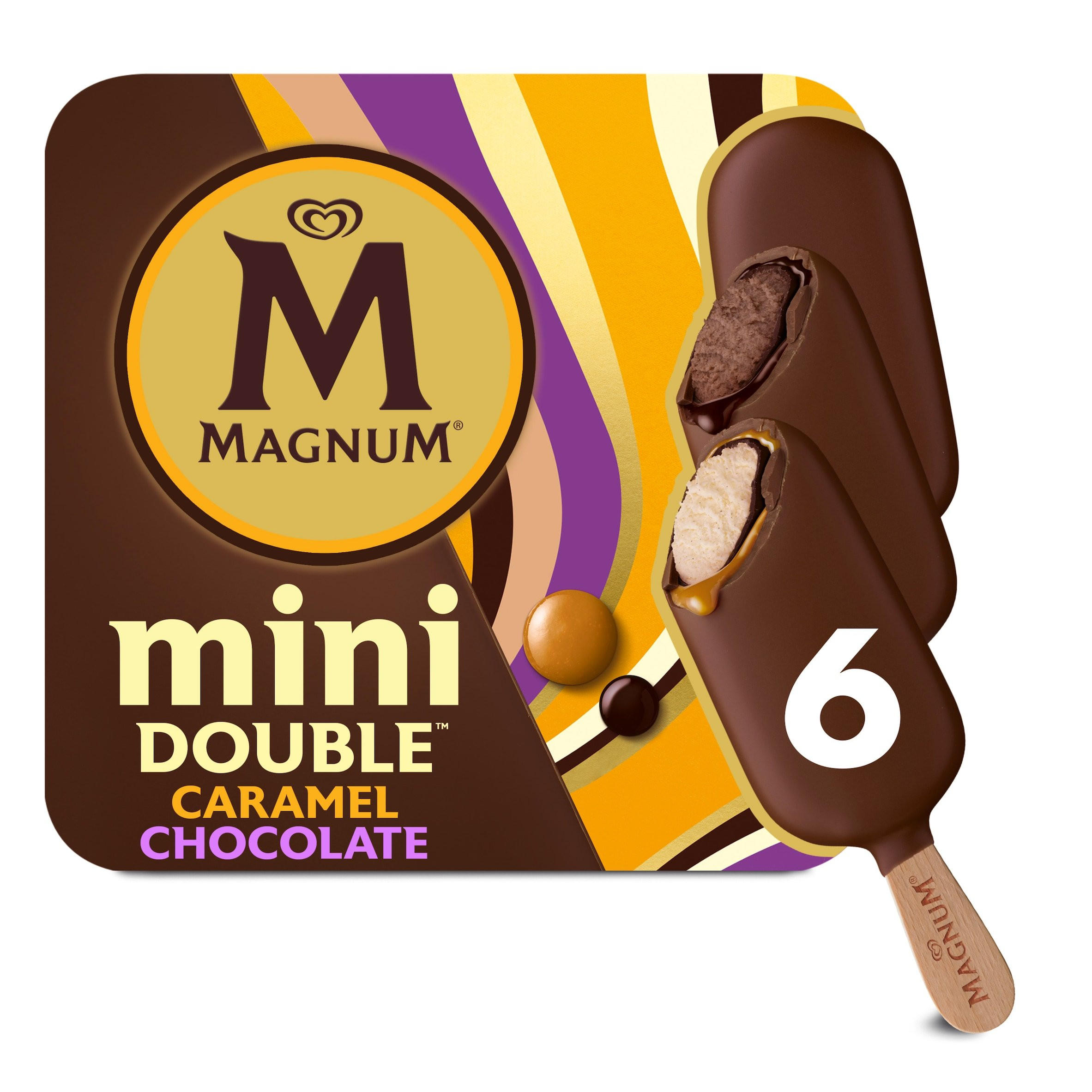 Magnum Mini Ice Cream Sticks Double Chocolate & Double Caramel 6x 55 ml ...
