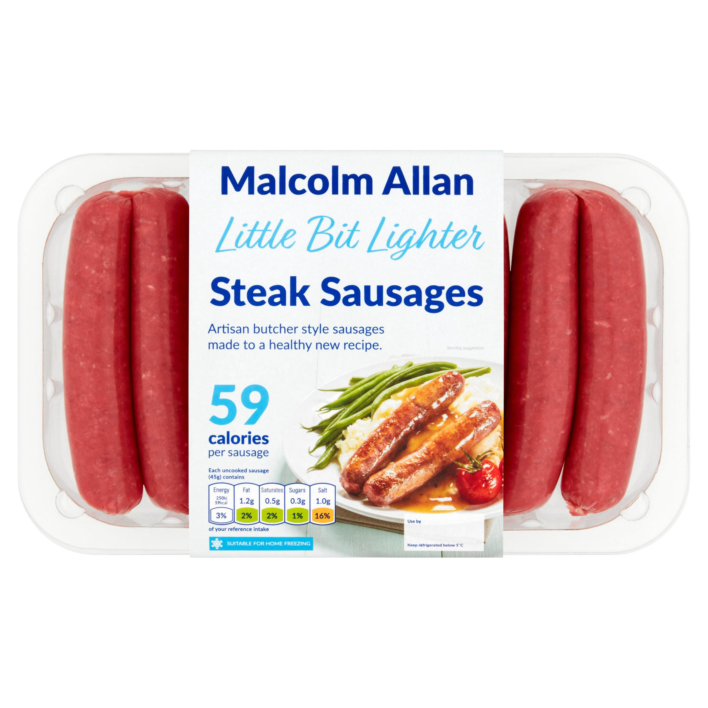 Malcolm Allan Little Bit Lighter Steak Sausages 350g | Sausages ...