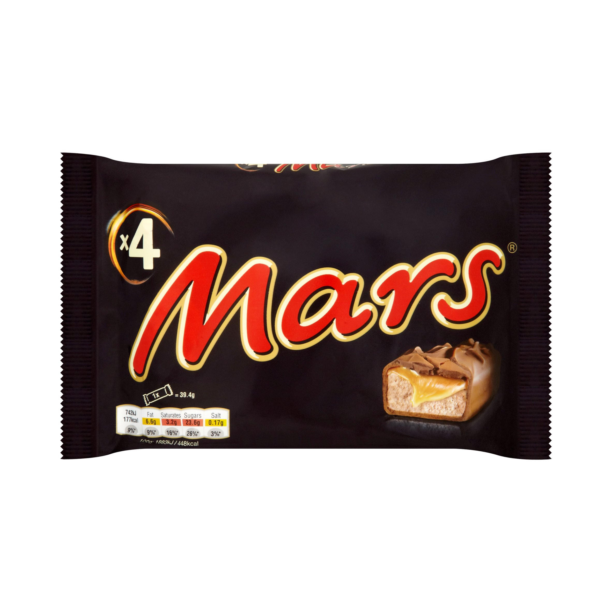 Mars Caramel, Nougat & Milk Chocolate Bars Multipack 4 x 39.4g ...