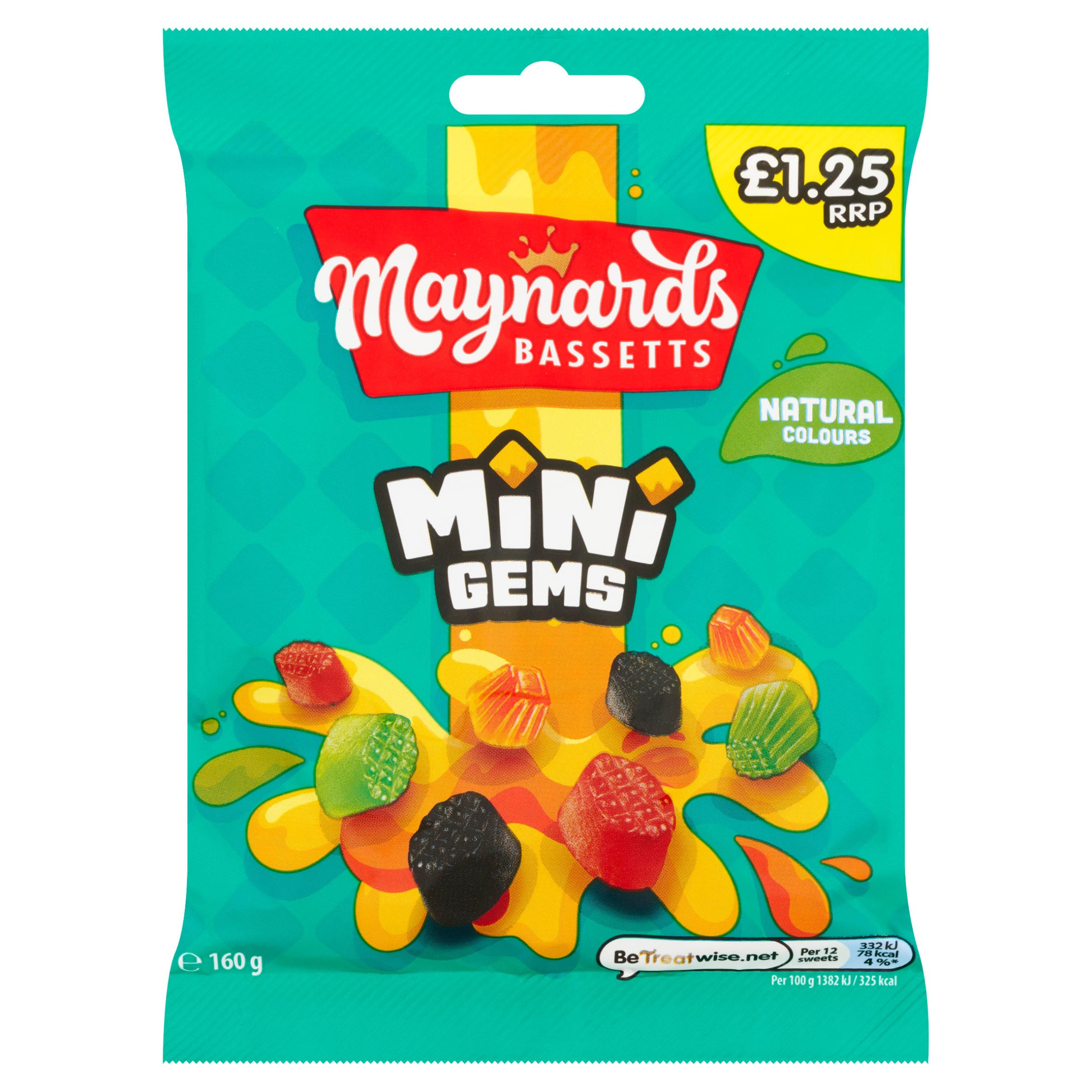 Maynards Bassetts Mini Gems Sweets Bag £1.25 PMP 160g | Sweets ...