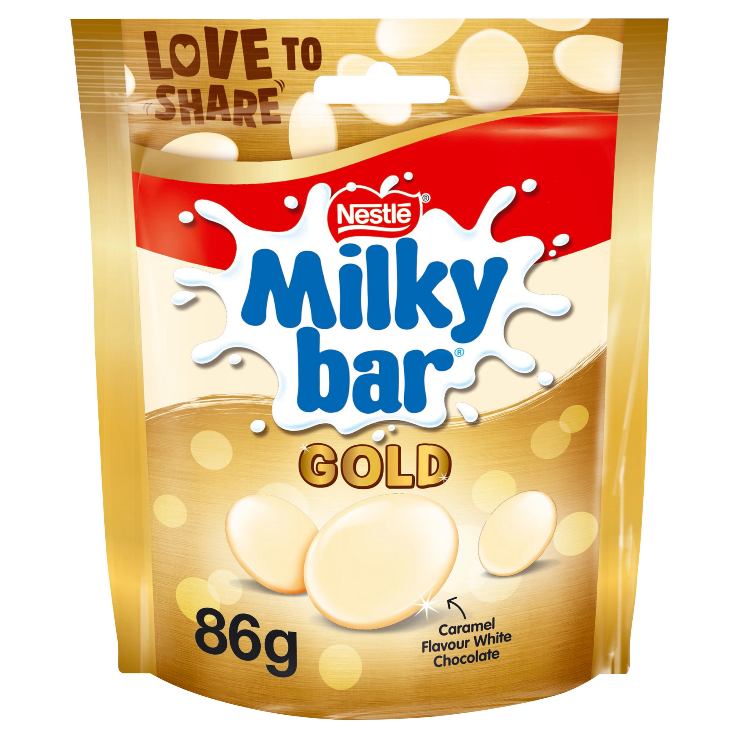 Milkybar Gold Caramel Flavour White Chocolate 86g | Sharing Bags & Tubs ...