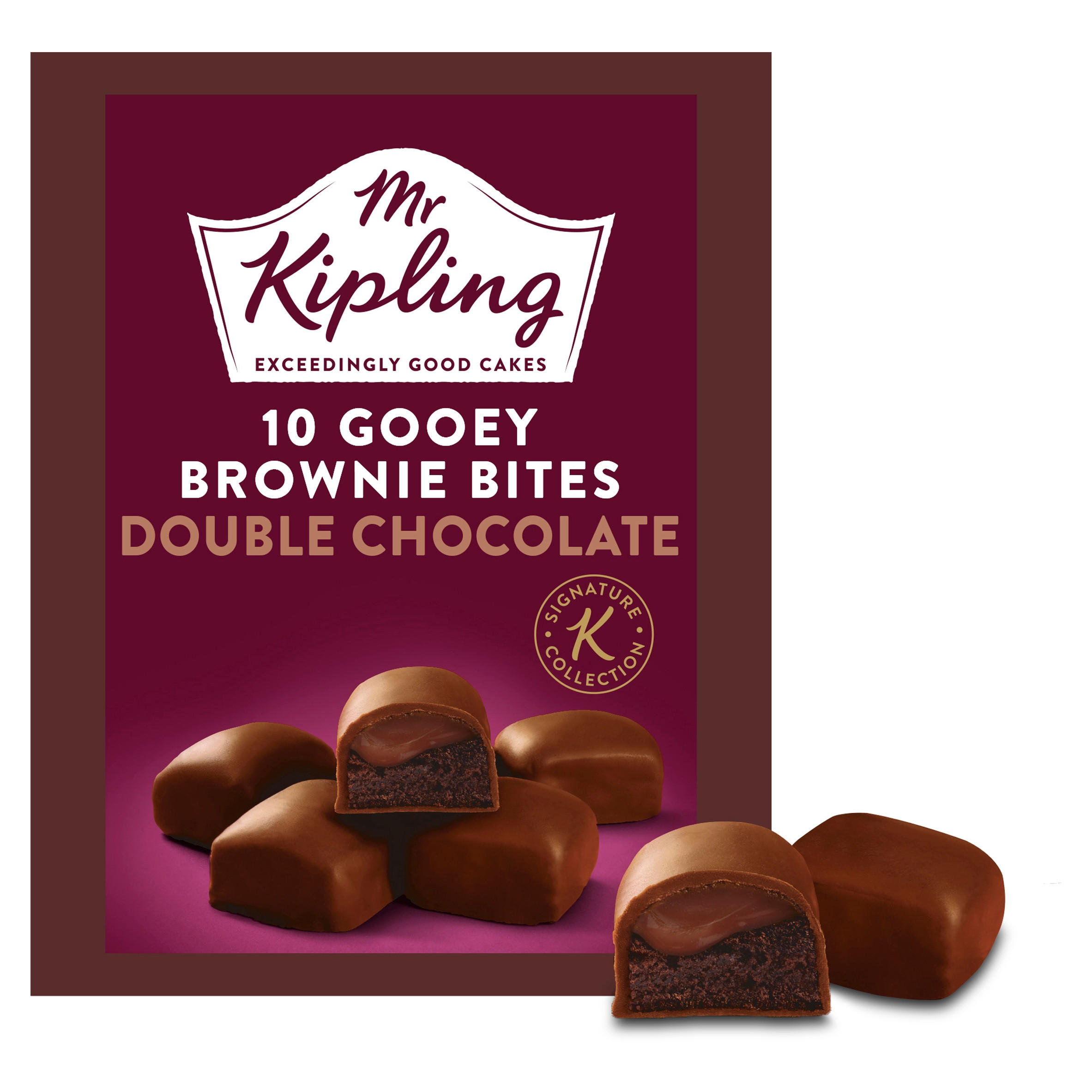 Mr Kipling Signature Collection 10 Gooey Brownie Bites Double Chocolate ...