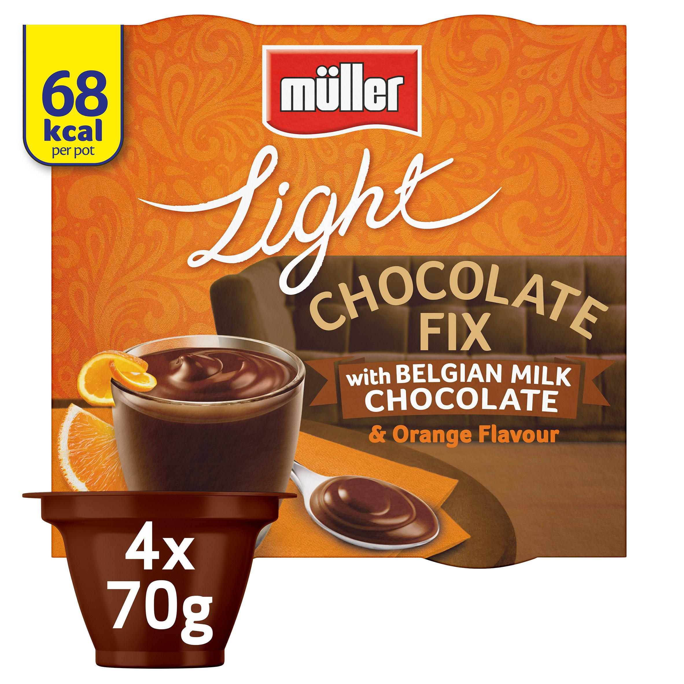 Müller Light Chocolate Fix with Belgian Milk Chocolate & Orange Flavour ...