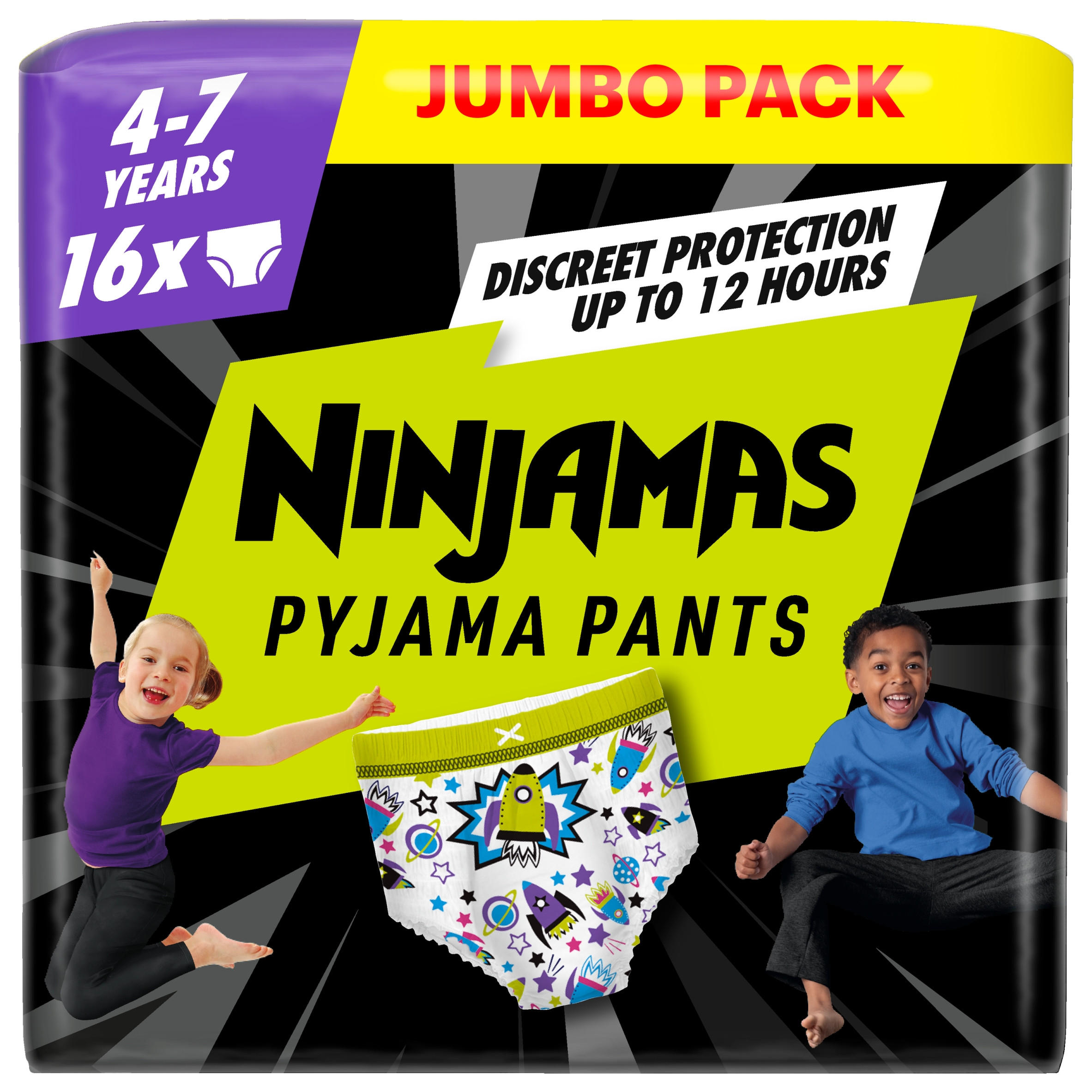 Pampers Ninjamas Pyjama Pants Unisex Spaceships, 4 - 7 Years, 16 Pyjama ...