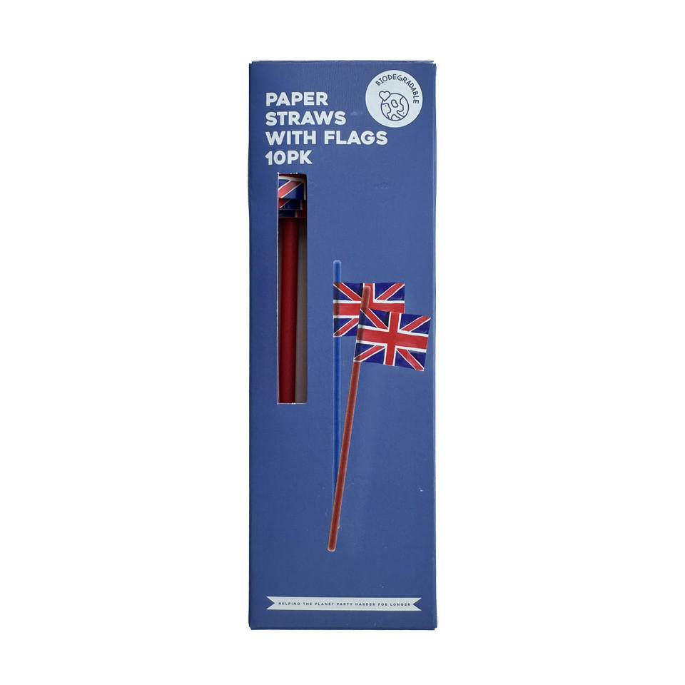 Paper Straws With Flags 10pk | Cooking & Dining | Iceland Foods