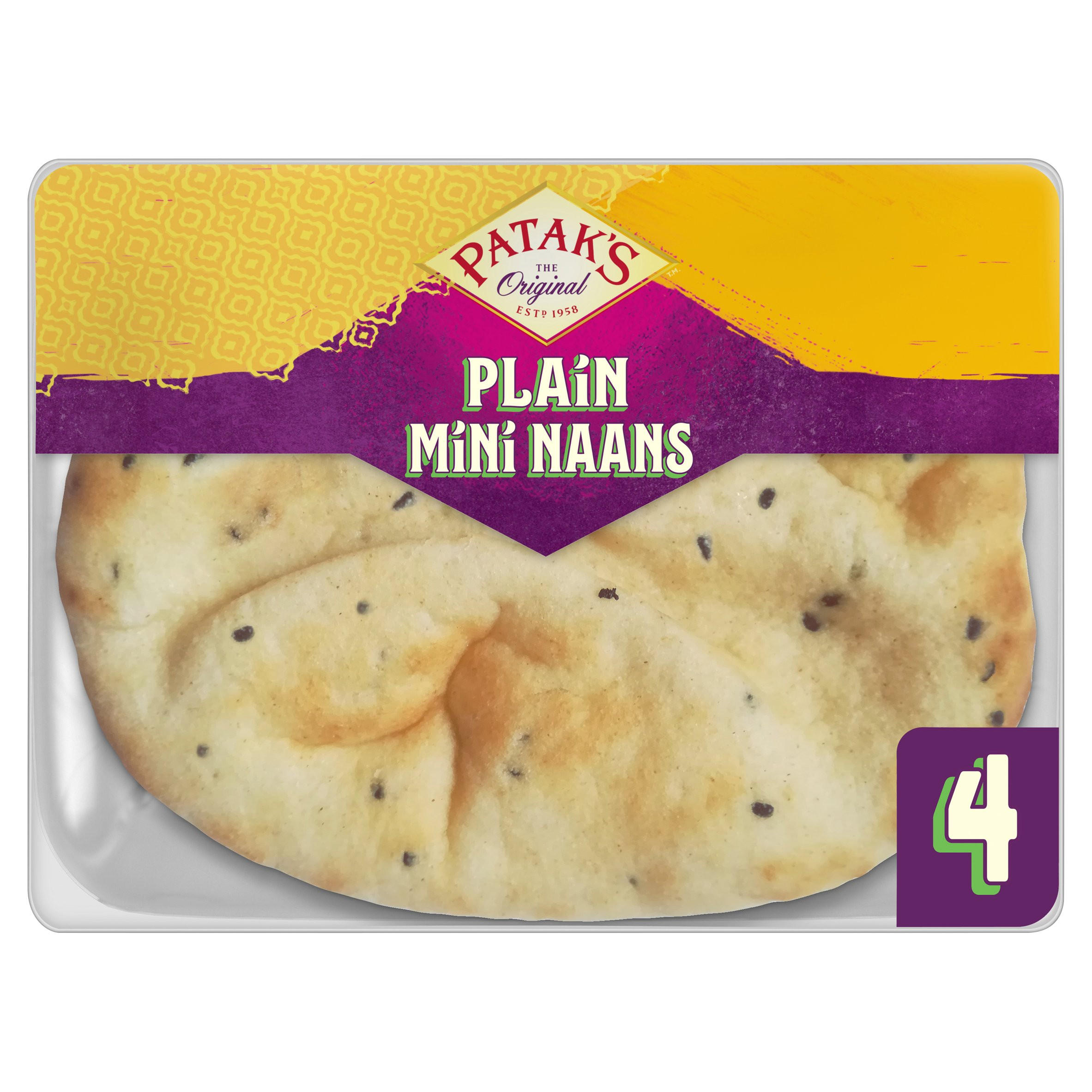 Patak's Plain Mini Naan Breads x 4 | Wraps, Bagels, Pittas & Thins ...