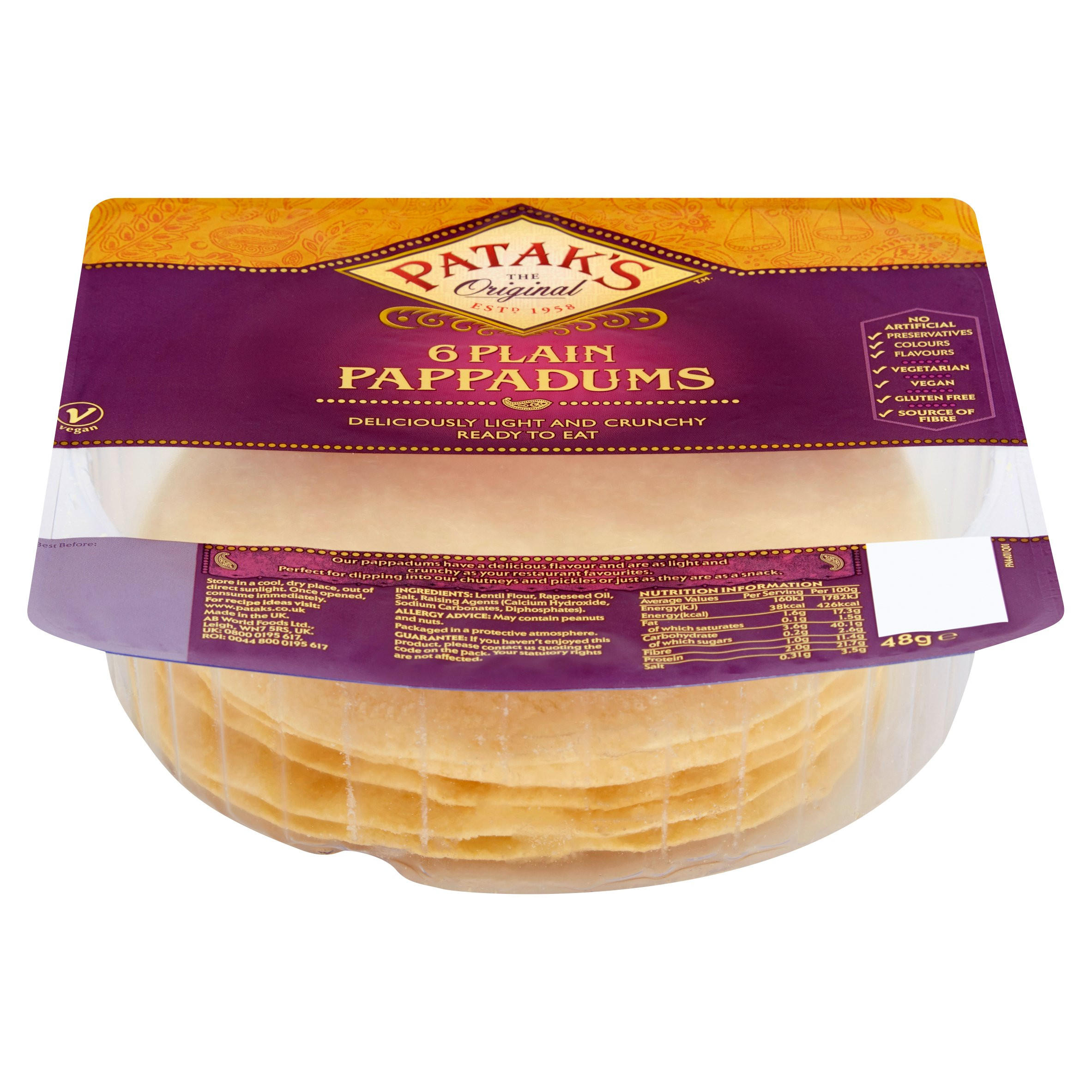 Patak's Plain Pappadums x 6 | Build an Indian Takeaway | Iceland Foods