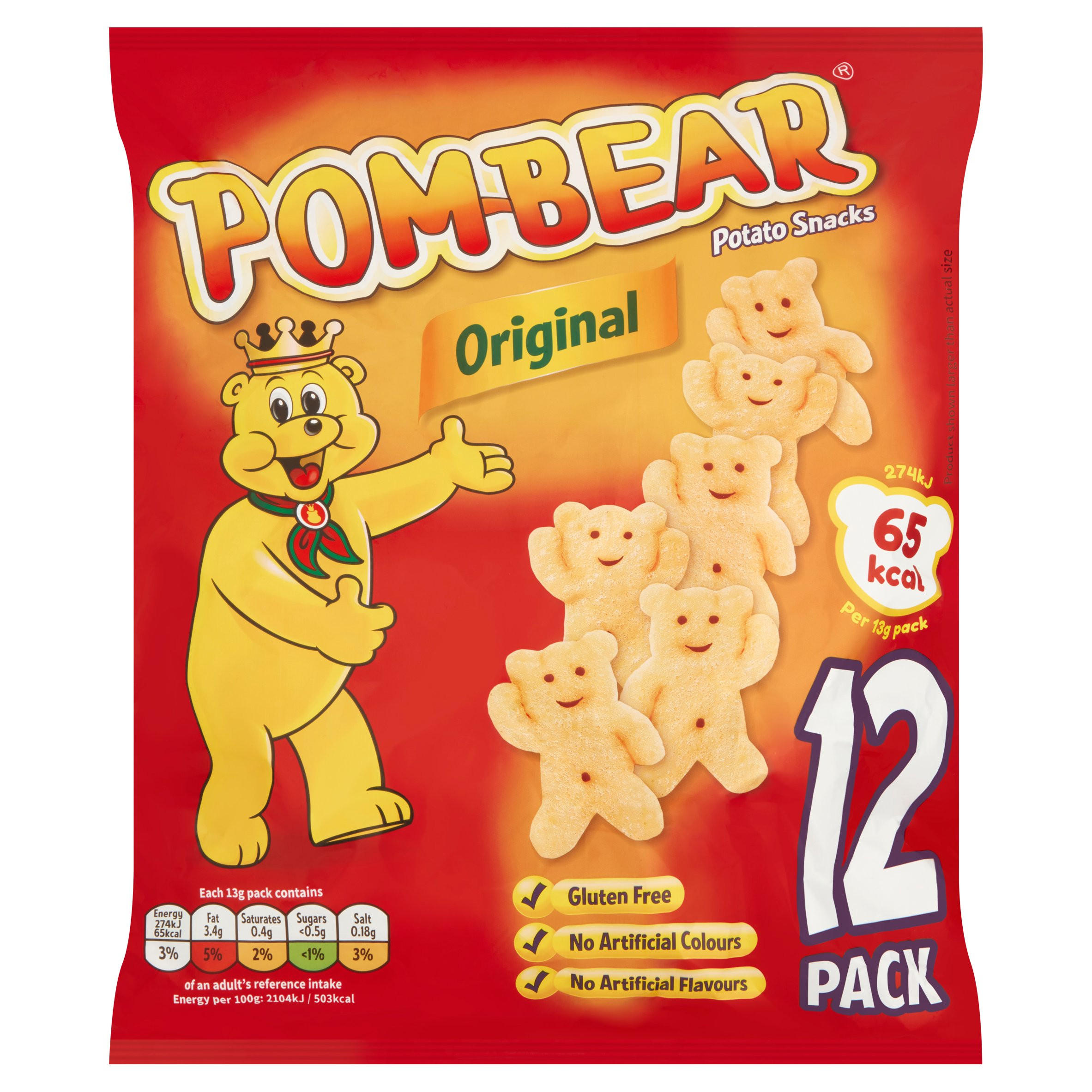 Pom-Bear Original Potato Snacks 12 x 13g | Multipack Crisps | Iceland Foods