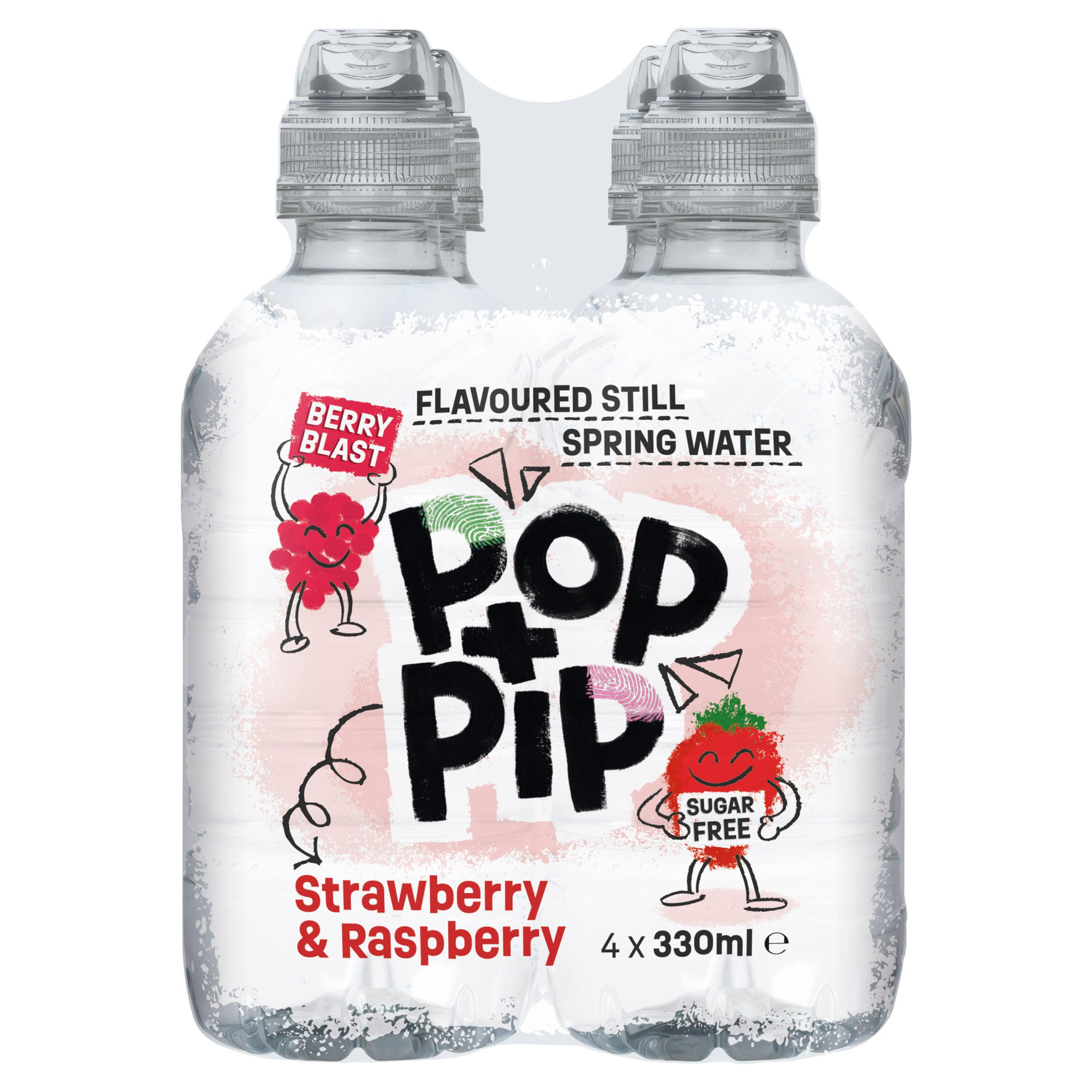 Pop + Pip Strawberry & Raspberry Flavoured Still Spring Water 4 x 330ml ...