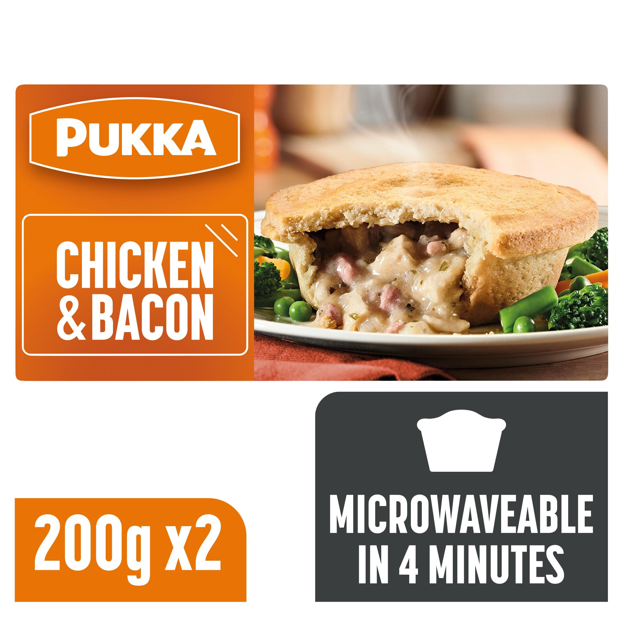 Pukka 2 Chicken & Bacon Microwaveable Shortcrust Pies | Frozen Pies ...