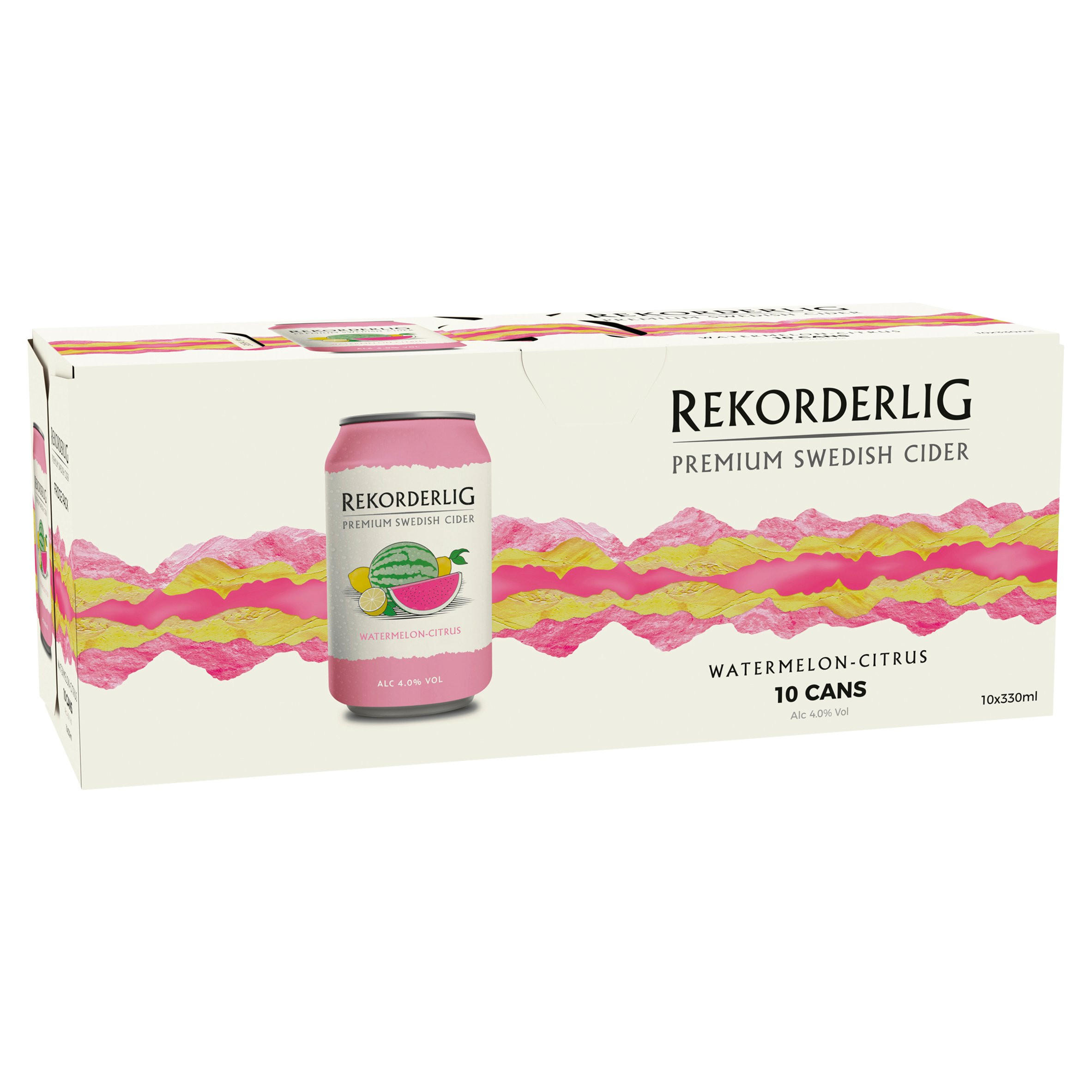 Rekorderlig Premium Swedish Watermelon-Citrus Cider 10 x 330ml | Beer ...