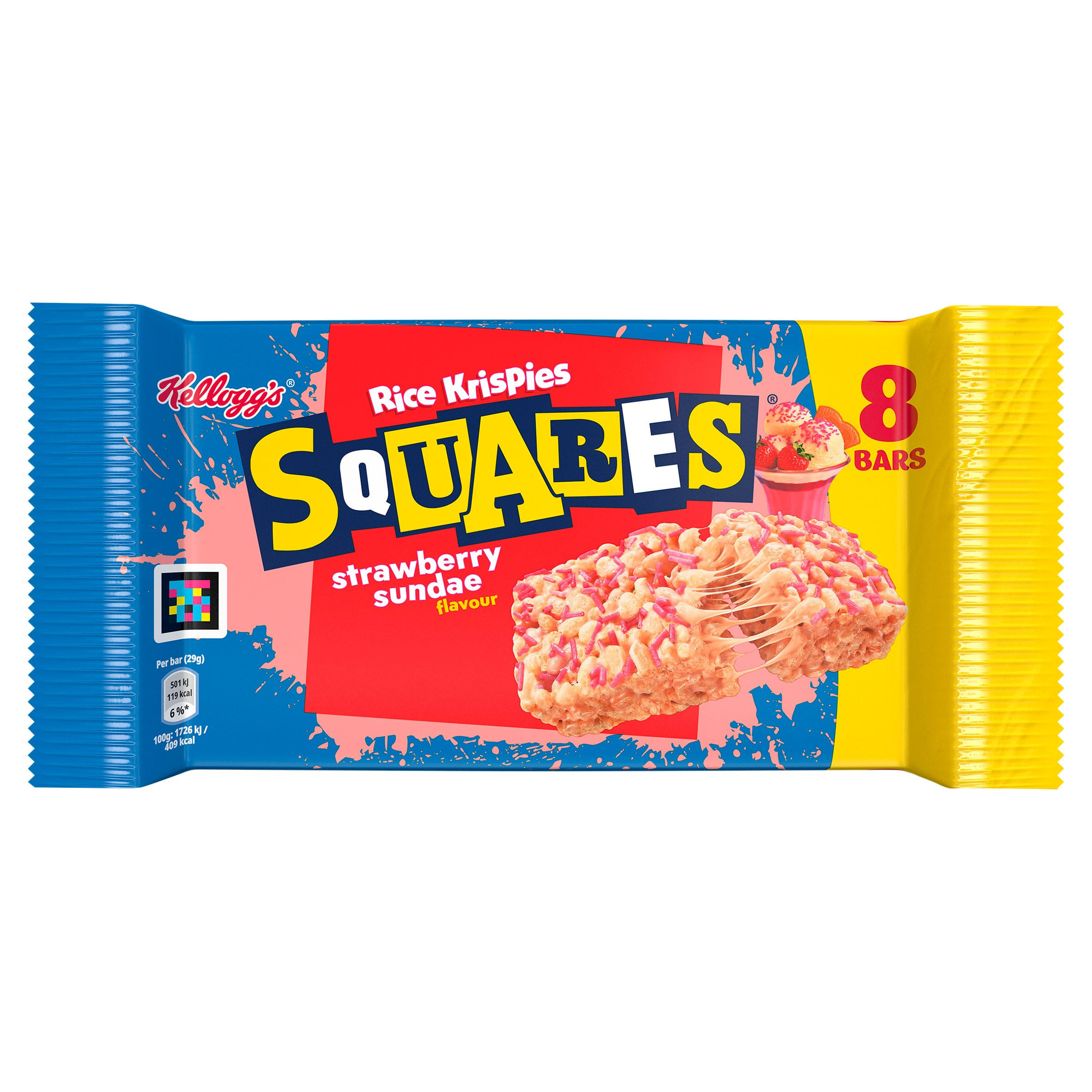 Rice Krispies Squares Strawberry Sundae Flavour Bars 8 x 29g (232g) | Cereal Bars | Iceland Foods