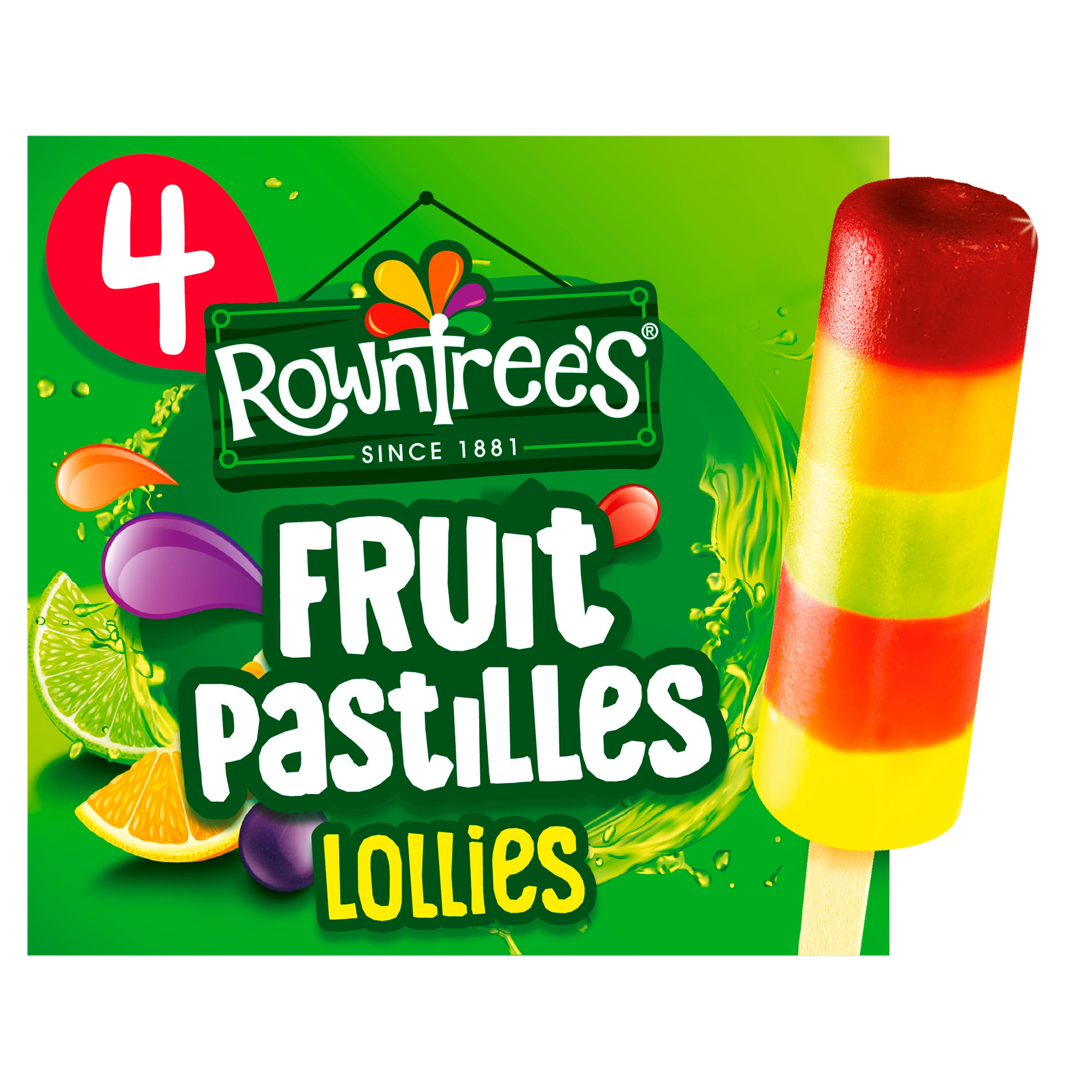 Rowntree's Fruit Pastilles Ice Lollies 4 x 65ml | Ice Cream Cones ...