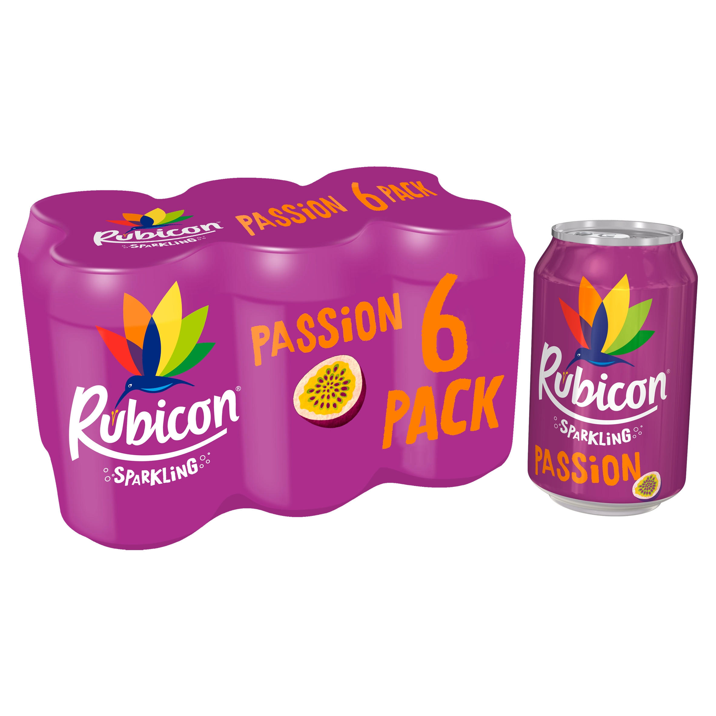 Rubicon Sparkling Passion Fruit Juice Soft Drink 6 x 330ml | Multipacks ...