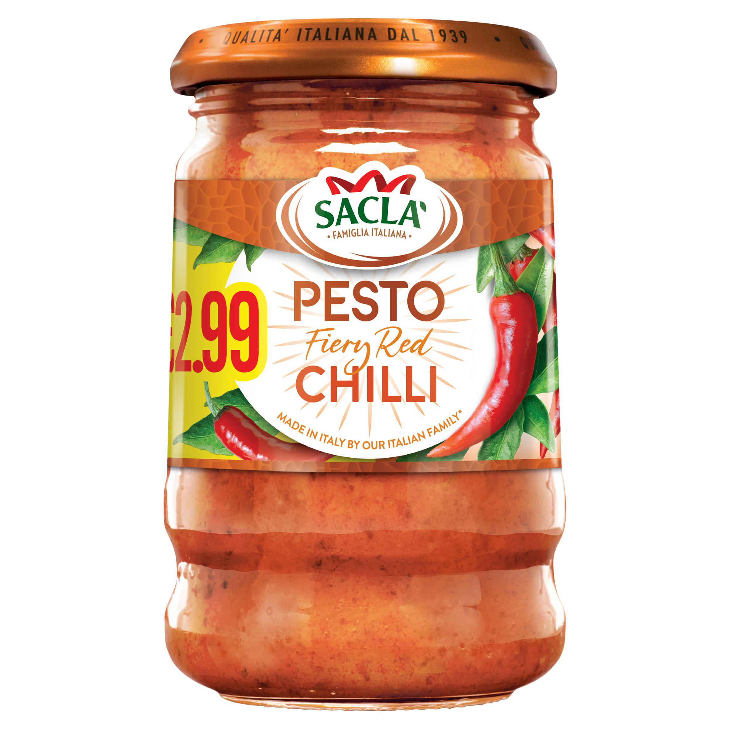Sacla' Pesto Fiery Red Chilli 190g | Pasta Sauces | Iceland Foods
