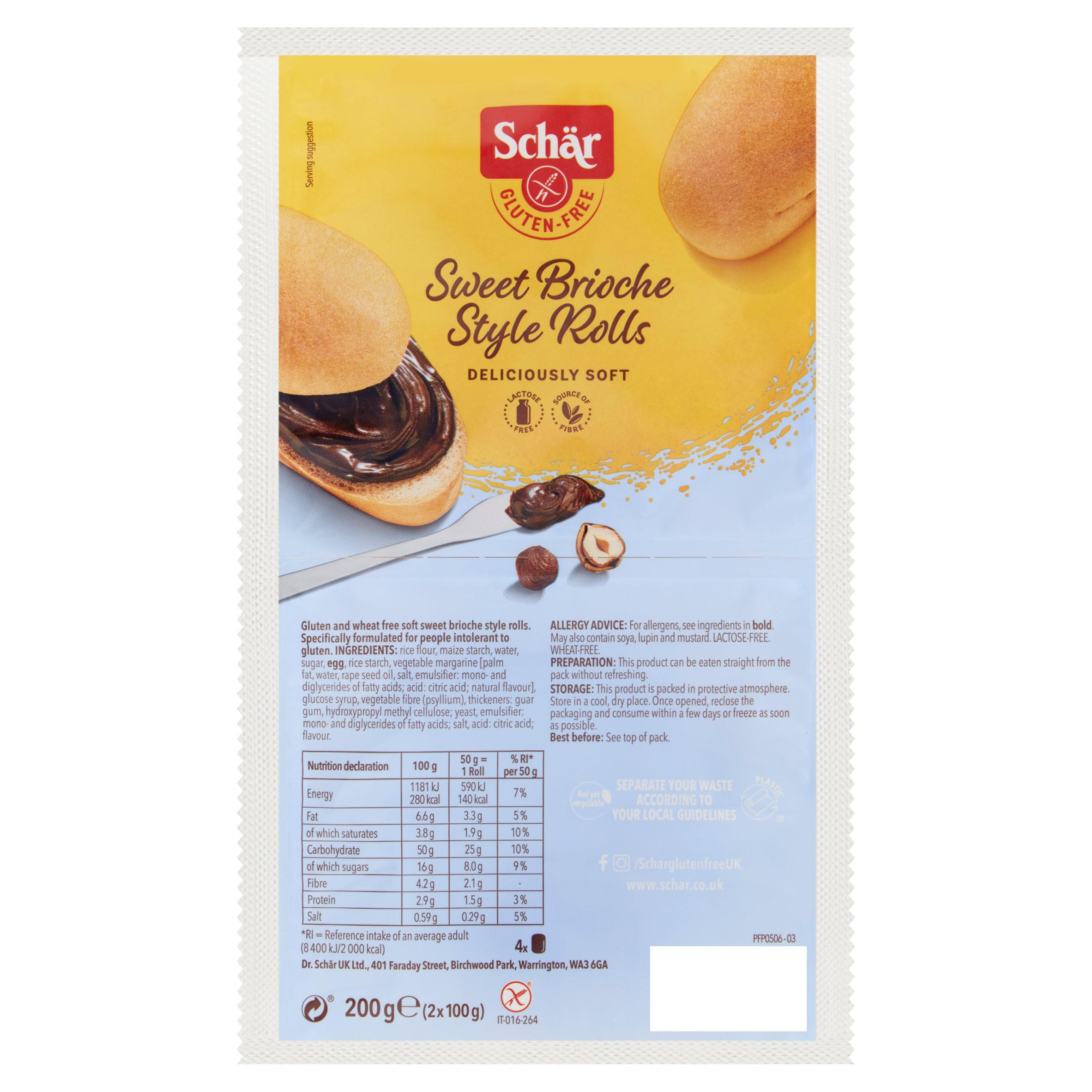 Schär Gluten-Free Sweet Brioche Style Rolls 2 x 100g (200g ...