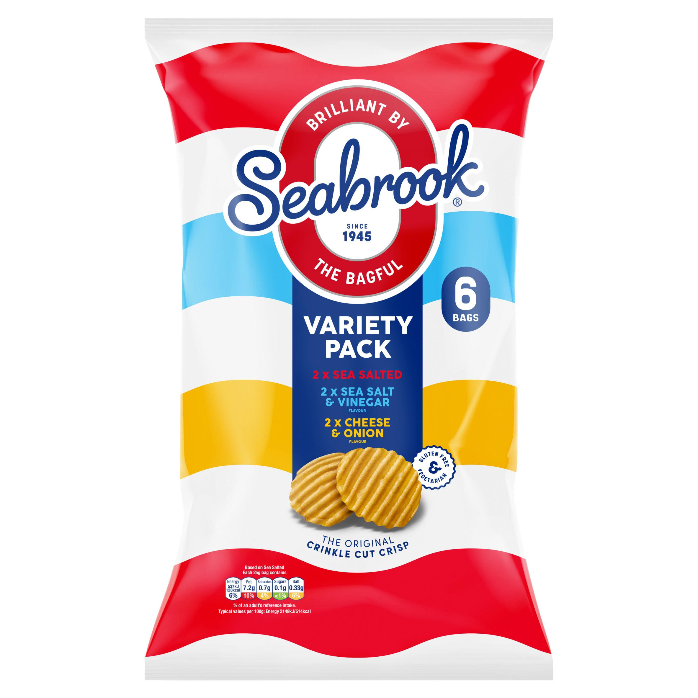 Seabrook The Original Crinkle Cut Crisp Variety Pack 6 x 25g ...