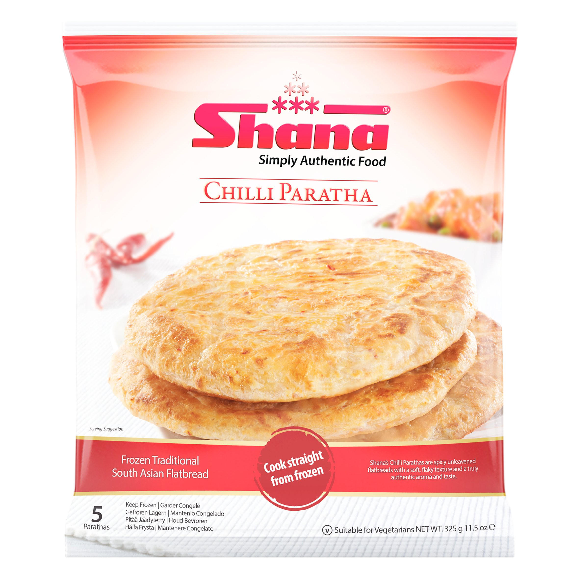 Shana Chilli Paratha 5 Pieces 325g | Wraps, Bagels, Pittas & Thins ...