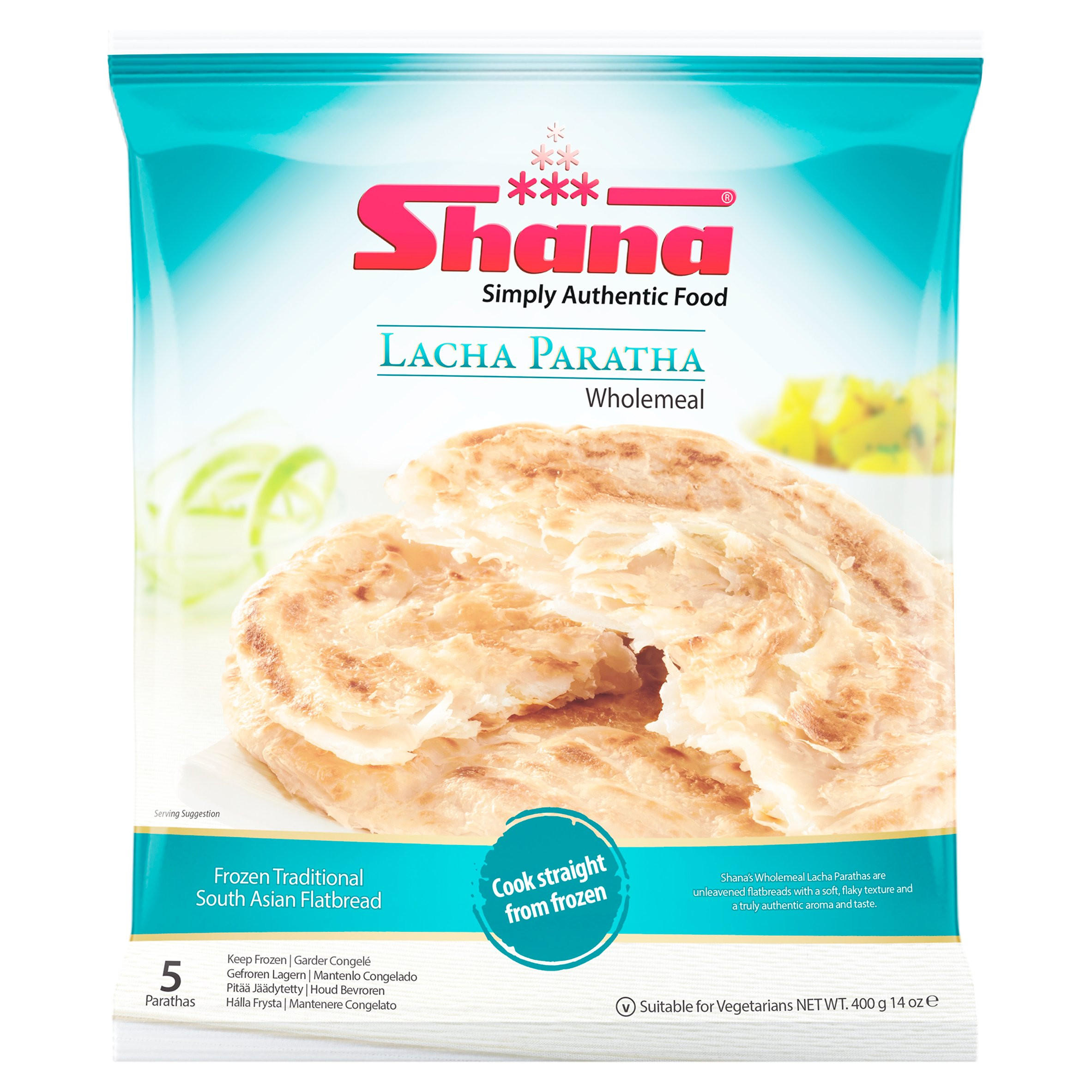 Shana Lacha Paratha Wholemeal 5 Pieces 400g | Indian & Mediterranean ...