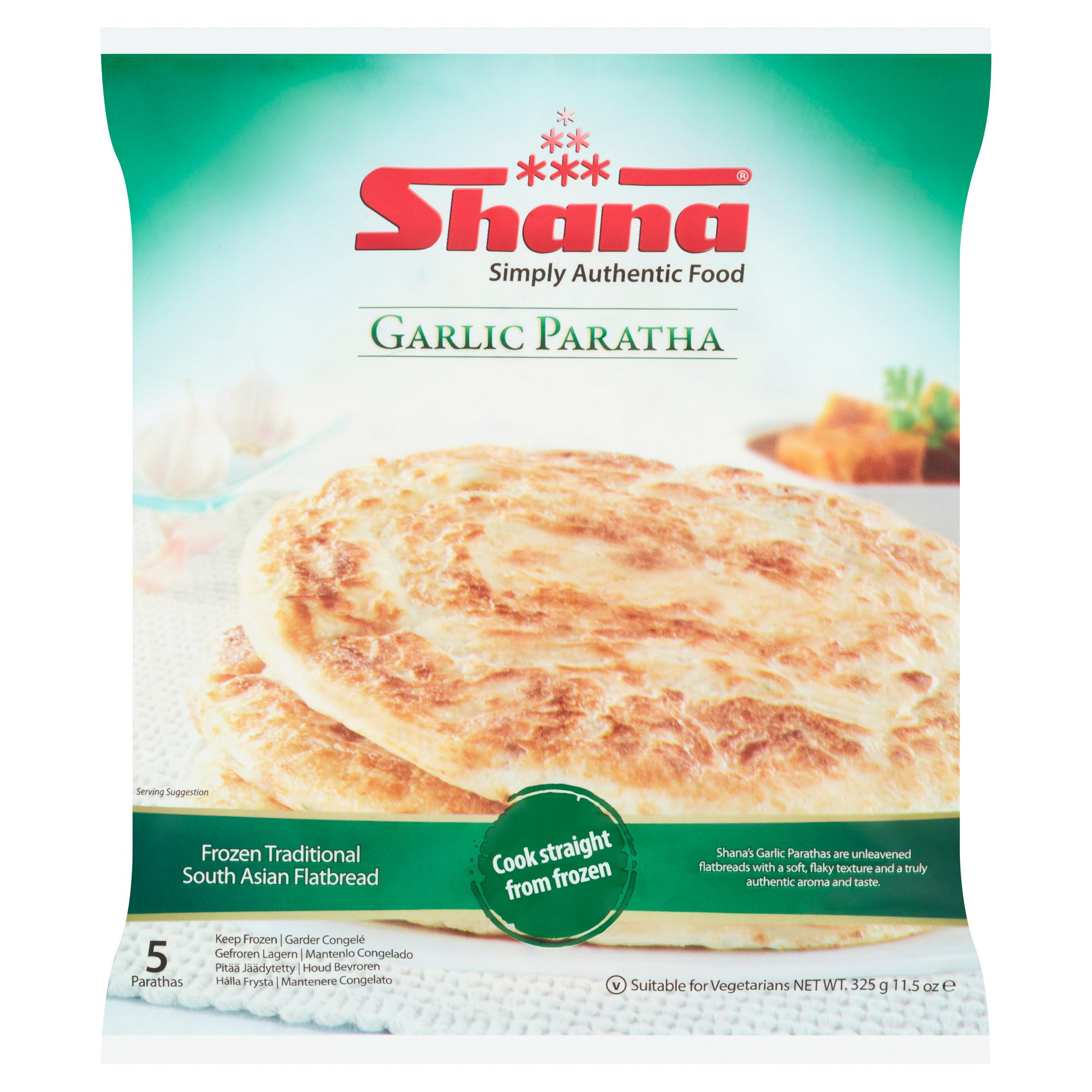 Shana Simply Authentic Food 5 Garlic Paratha 325g | Halal | Iceland Foods