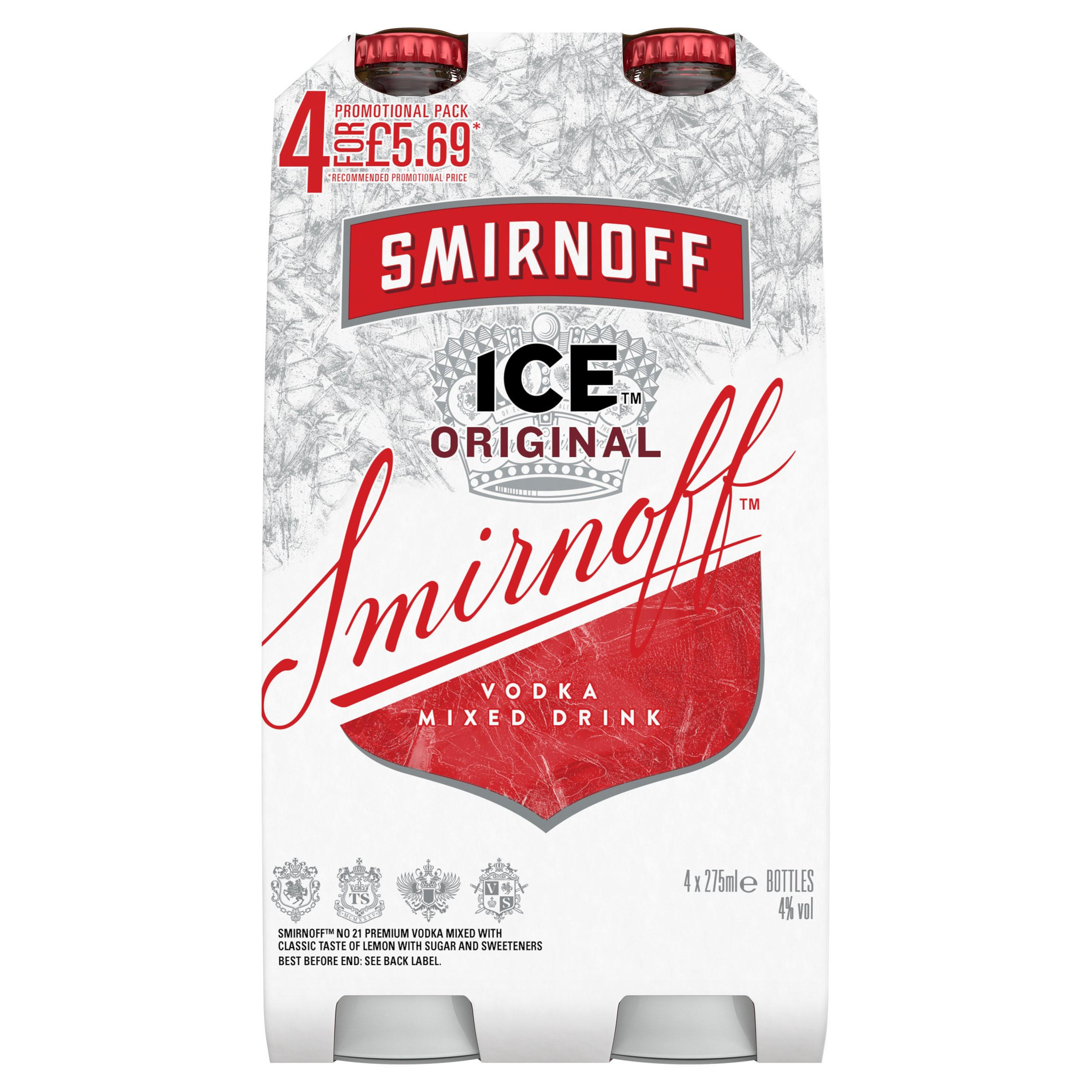 Smiroff Ice 4x275ml £5.69 | Spirits & Pre-Mixed | Iceland Foods