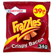 Smiths Frazzles Crispy Bacon Snacks 39p RRP PMP 34g Sharing Crisps Smiths Frazzles Crispy Bacon Snacks 39p RRP PMP 34g Sharing Crisps