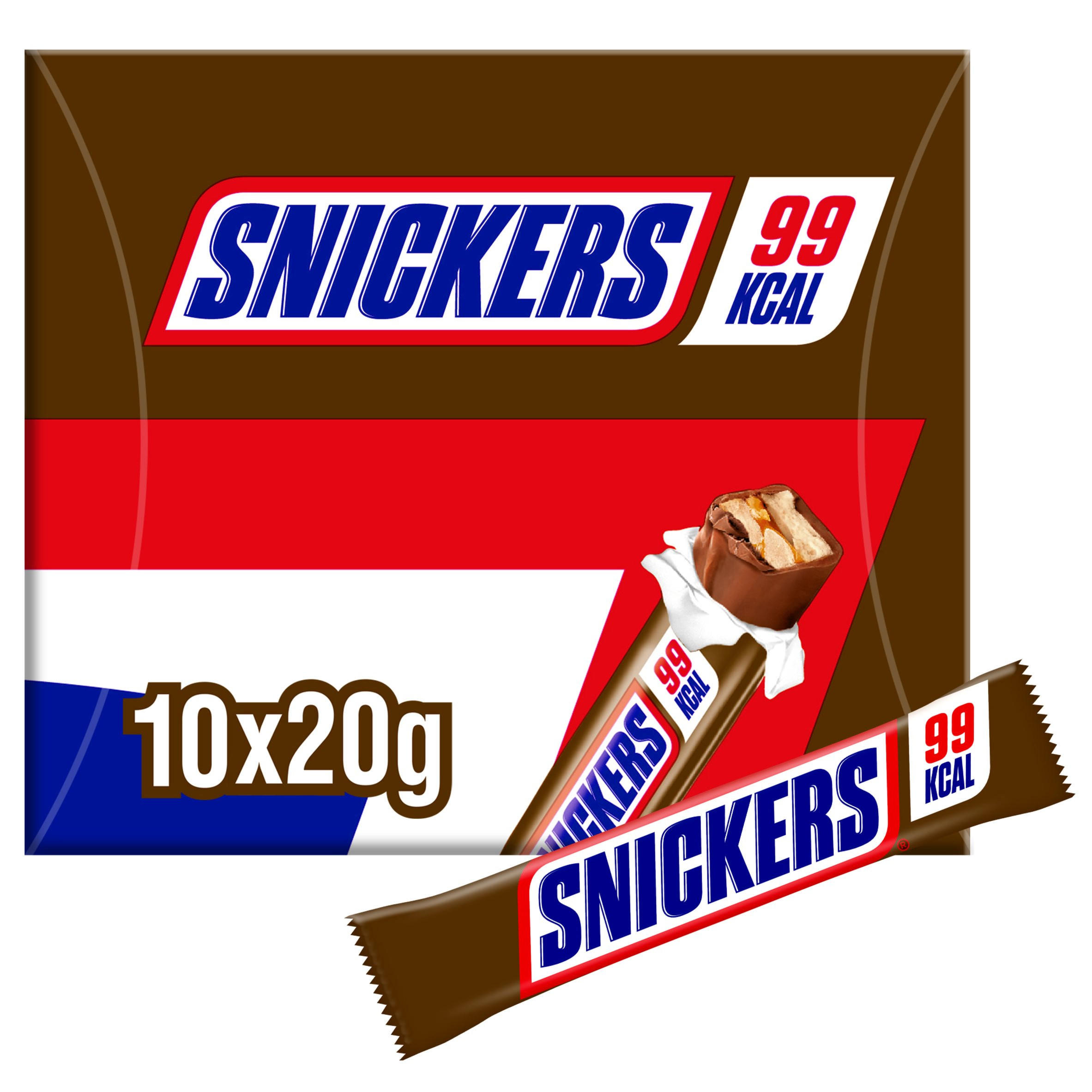 Snickers 99Kcal Chocolate Snack Bars Multipack 10 x 20g | Chocolate ...