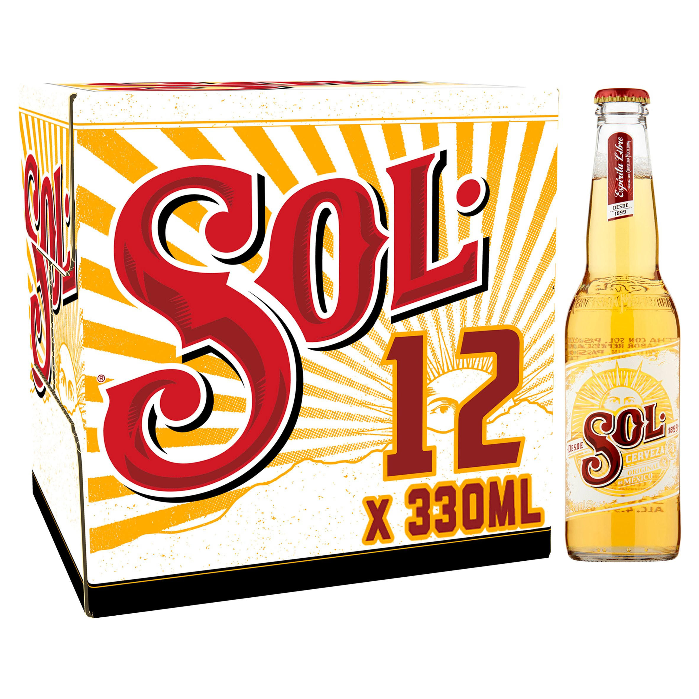 Sol Original Lager Beer Bottle 12x330ml | Beer | Iceland Foods
