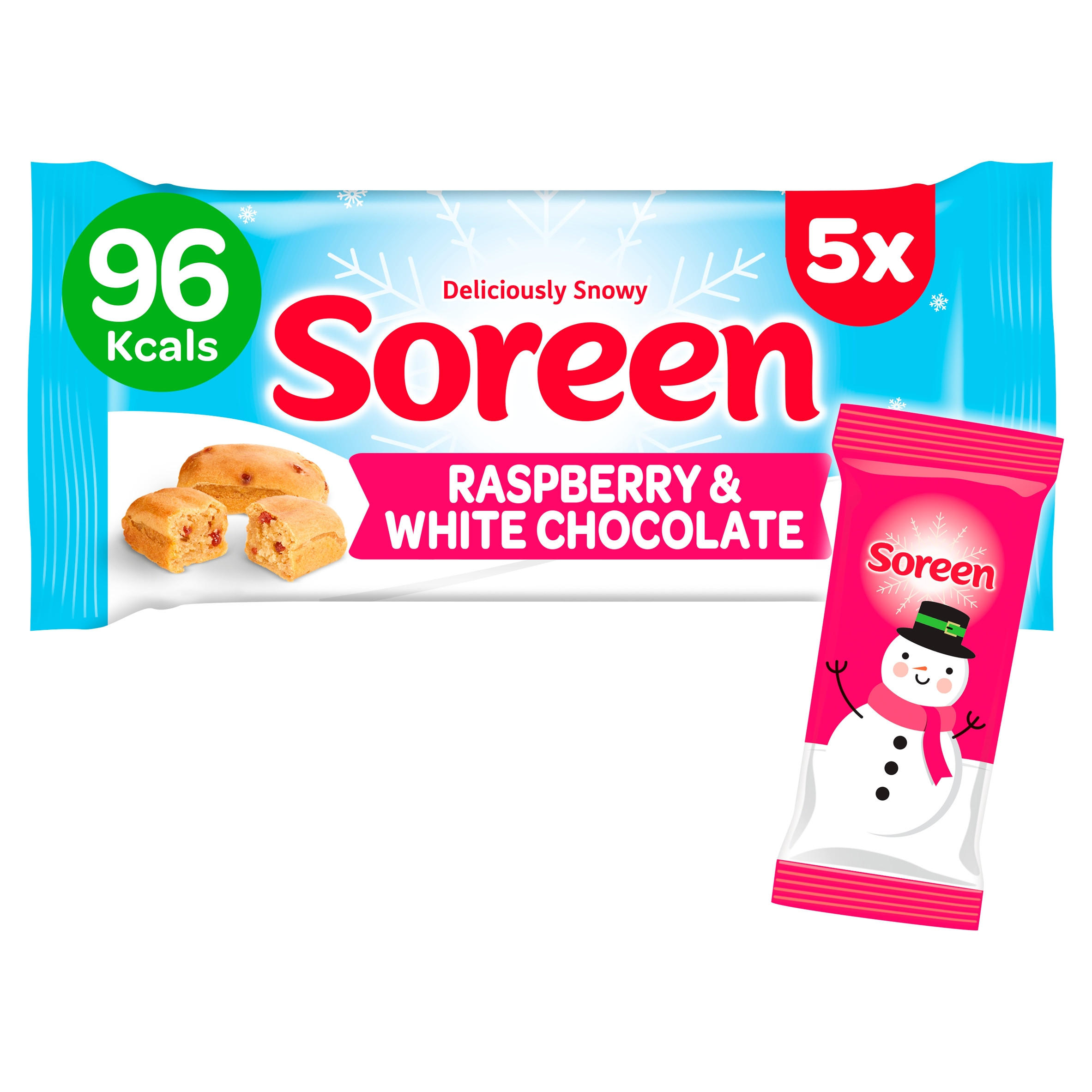 Soreen Raspberry & White Chocolate Mini Loaves, Festive Snack Bars 5 x ...
