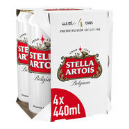 Stella Artois Belgium Premium Lager Beer Cans 4 X 440ml Beer Stella Artois Belgium Premium Lager Beer Cans 4 X 440ml Beer