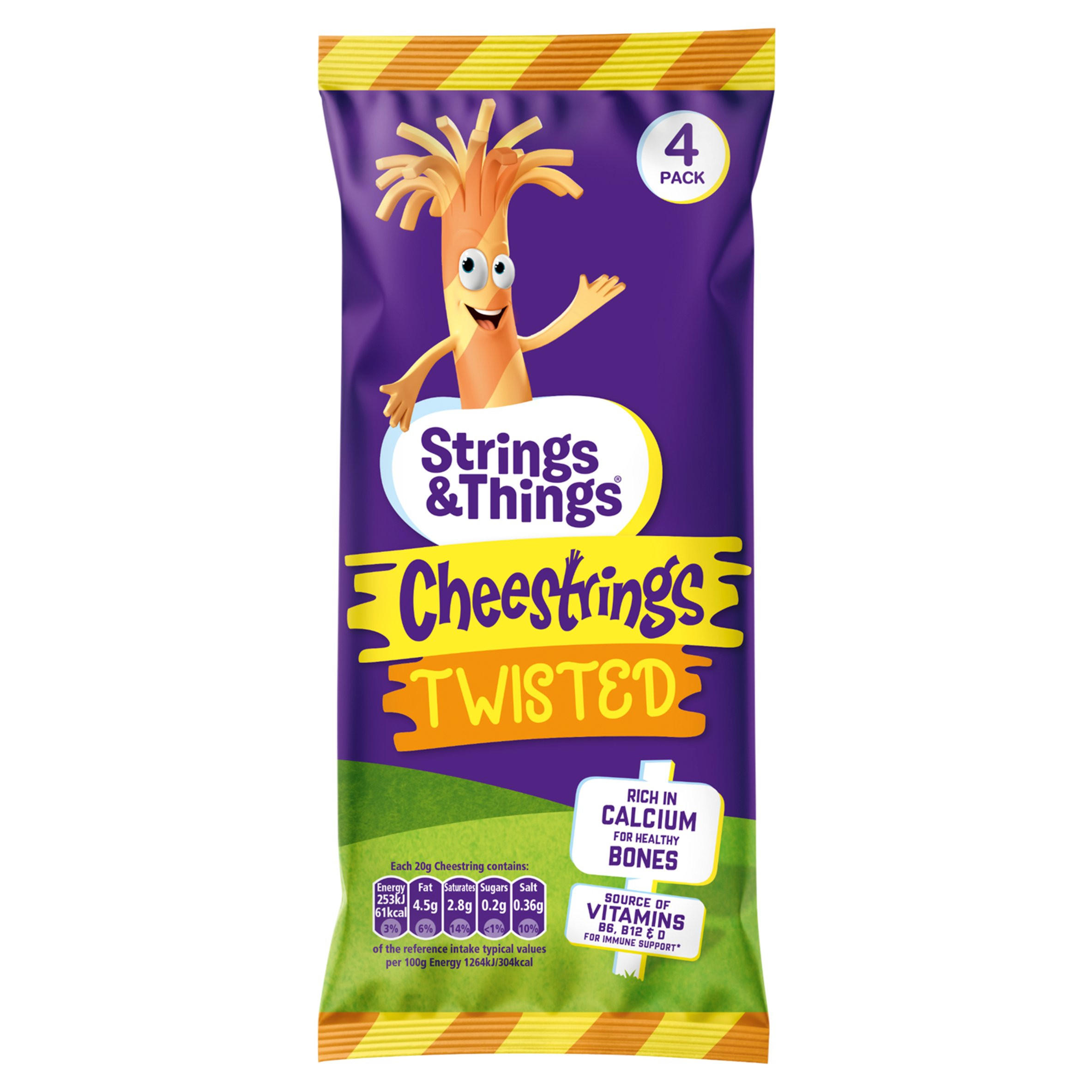 Strings & Things Twisted Cheestrings 4 x 20g (80g) | Cheese Snacks ...
