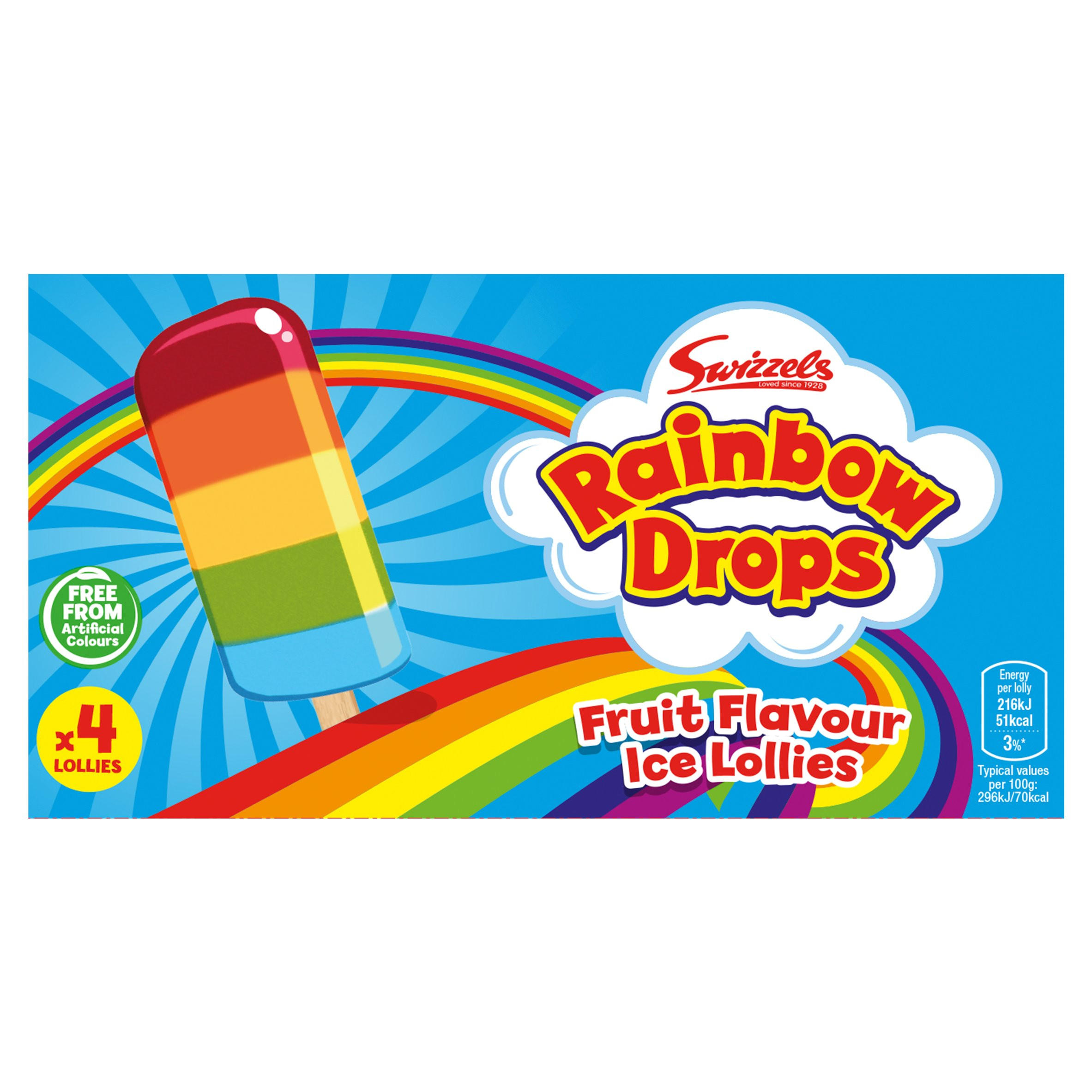 Swizzels Rainbow Drops Fruit Flavour Ice Lollies 4 x 73g (292g) | Ice Lollies | Iceland Foods