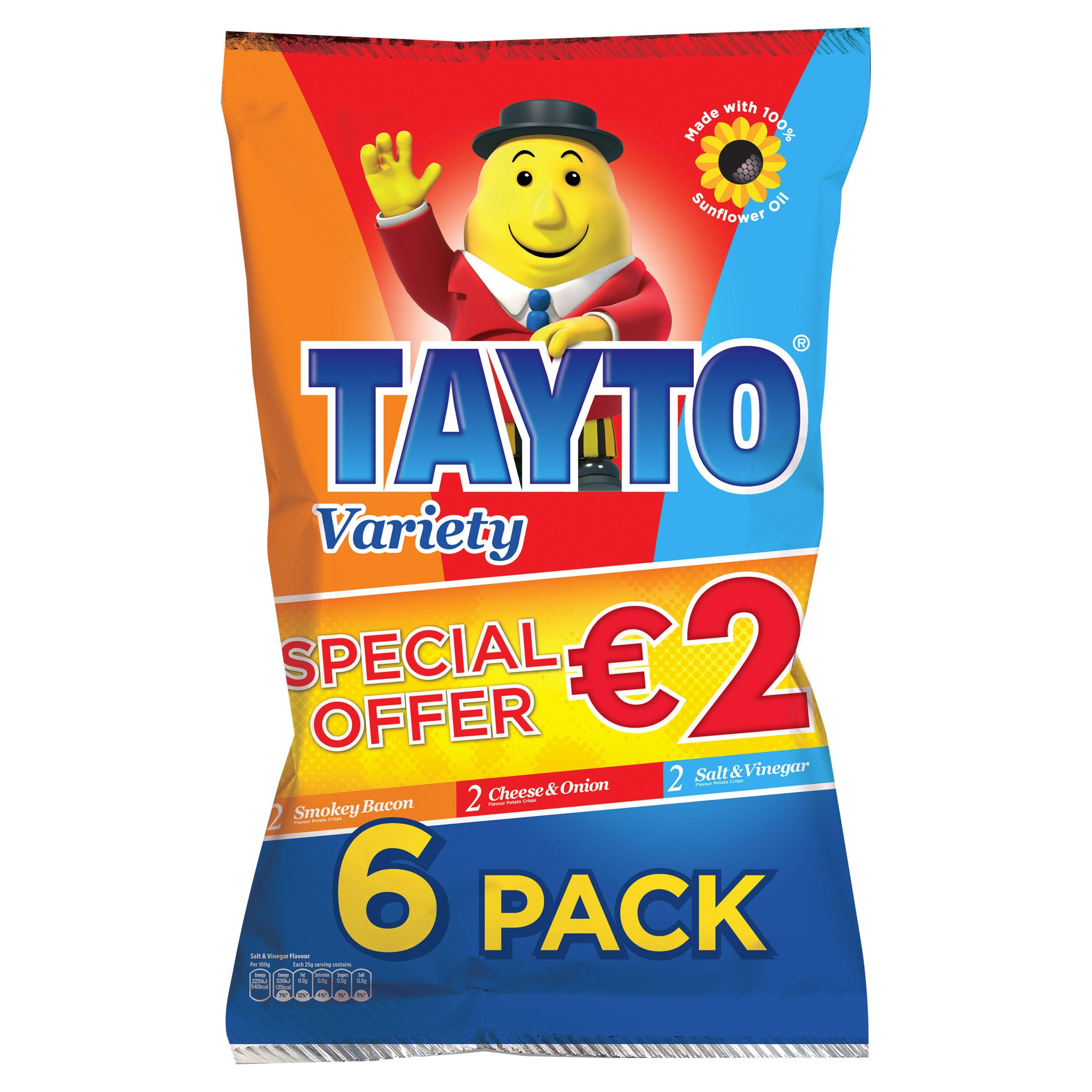 Tayto Variety 6 x 25g | Multipack Crisps | Iceland Foods