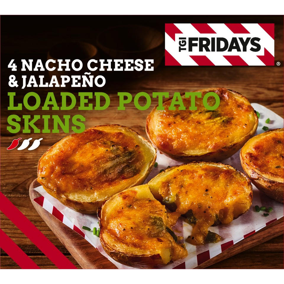 TGI Fridays 4 Nacho Cheese & Jalapeño Loaded Potato Skins 350g | TGI ...