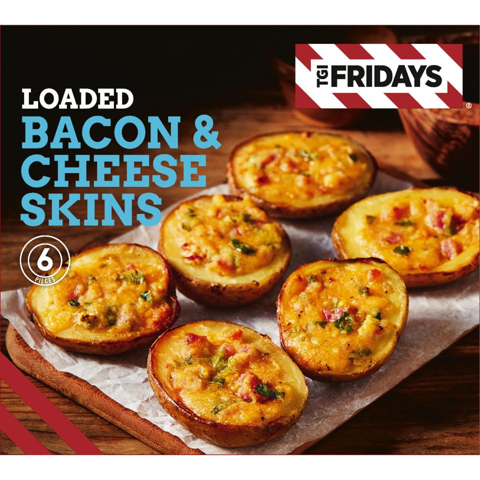 TGI Fridays 6 Loaded Bacon & Cheese Skins 270g | TGI Fridays | Iceland ...