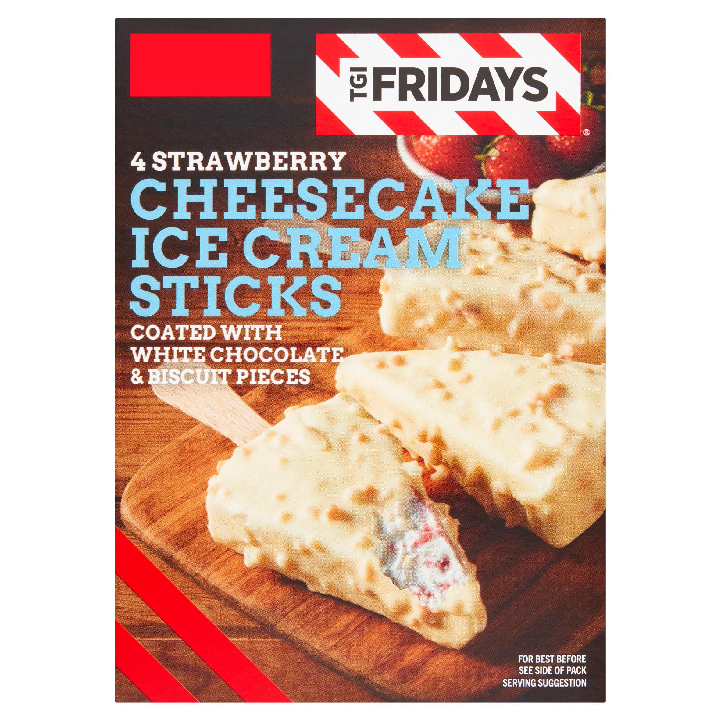 TGI Fridays Strawberry Cheesecake Ice Cream Sticks 4 x 49g (196g) | TGI ...