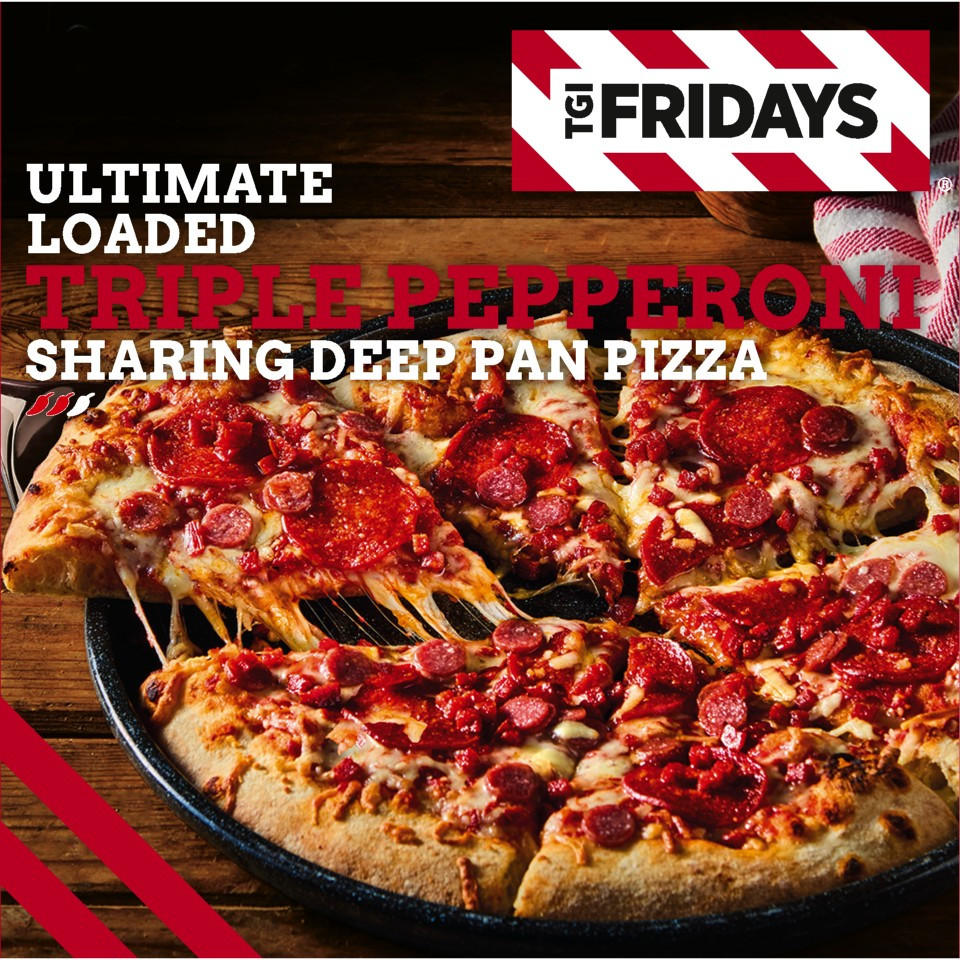 TGI Fridays Ultimate Loaded Triple Pepperoni Sharing Deep Pan Pizza ...