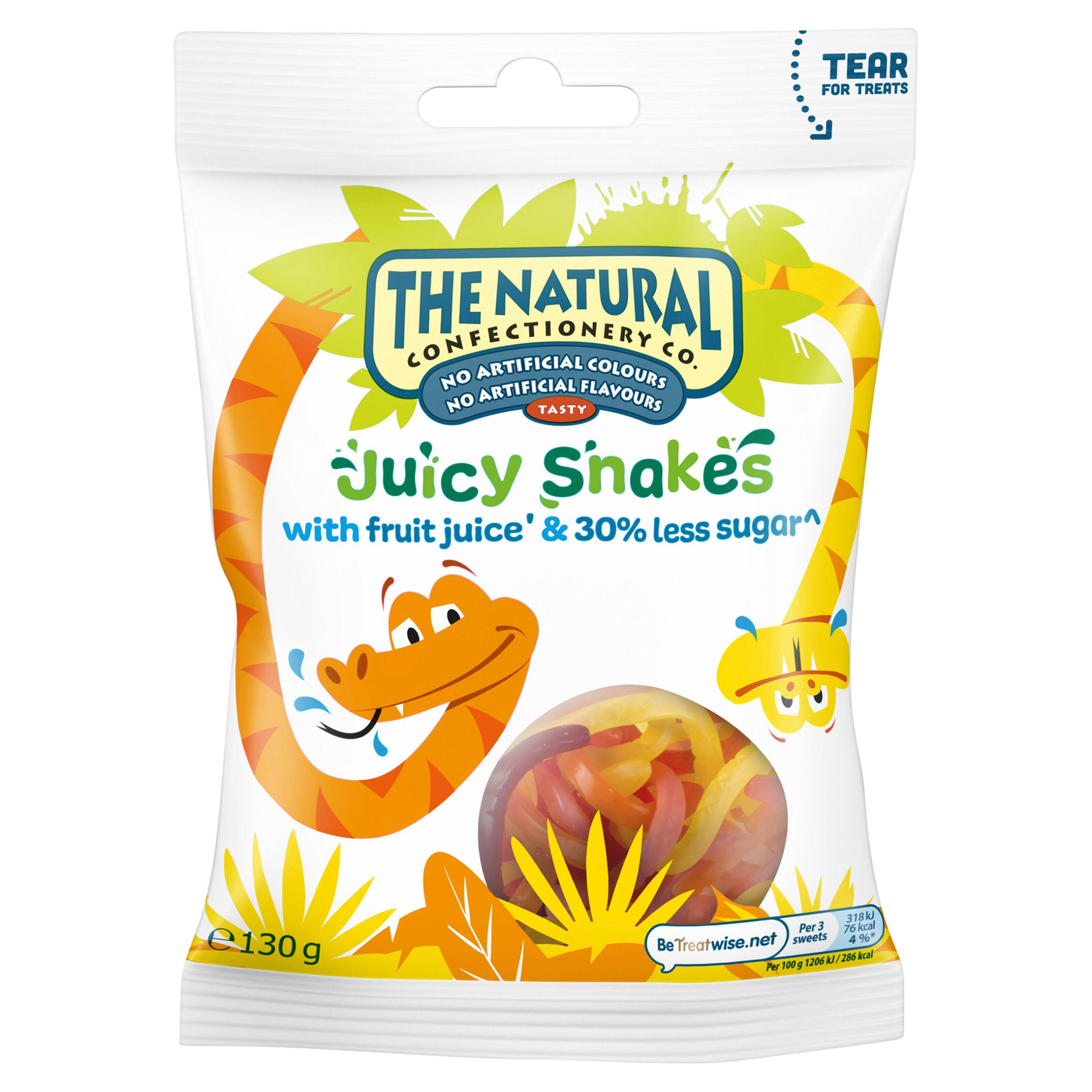 THE NATURAL CONFECTIONERY CO. Juicy Snakes 130g | Sharing Bags & Tubs ...
