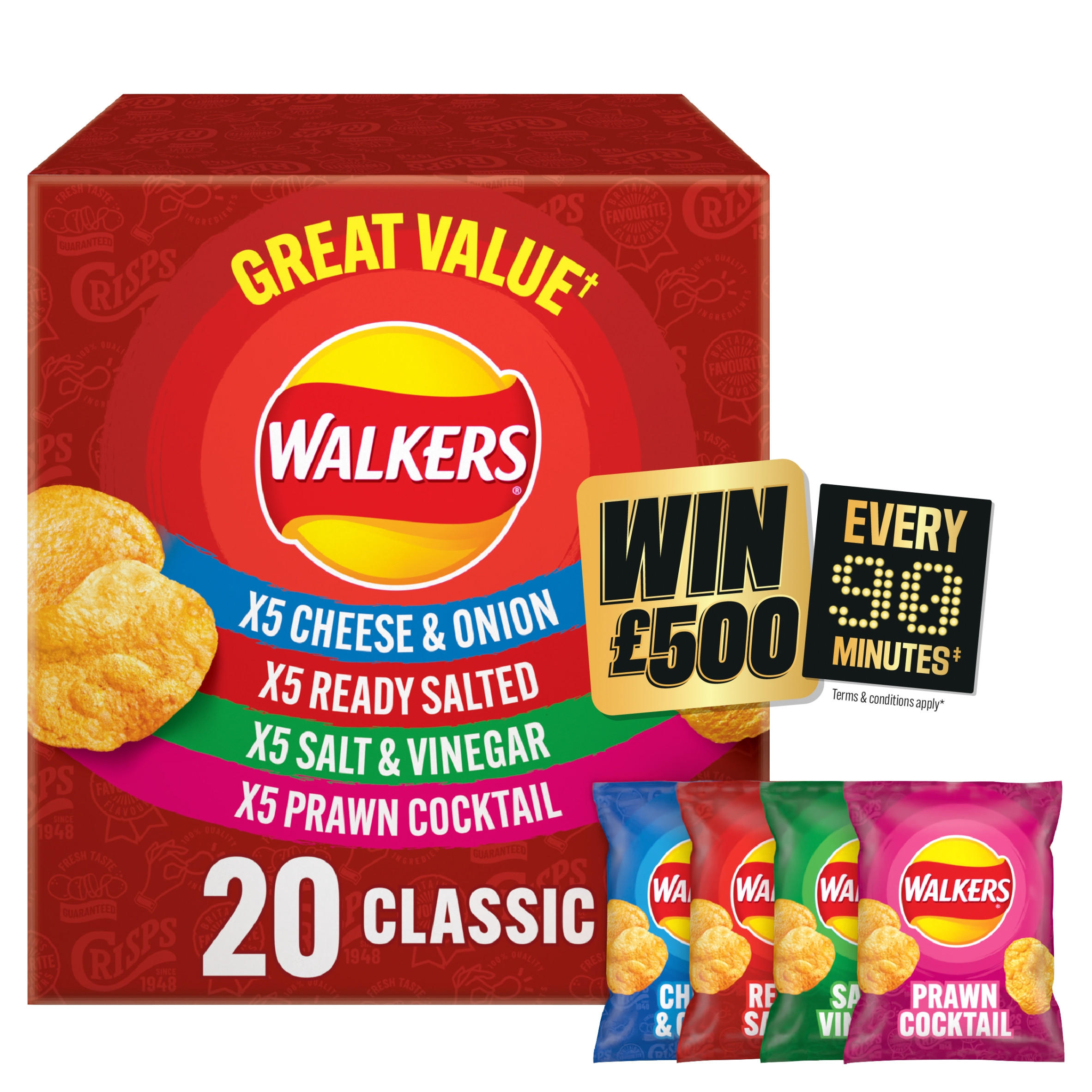 Walkers Classic Variety Multipack Crisps Box 20x25g | Multipack Crisps | Iceland Foods