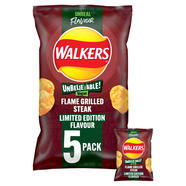 Walkers Flame Grilled Steak Flavour Vegan Multipack Crisps 5x24g