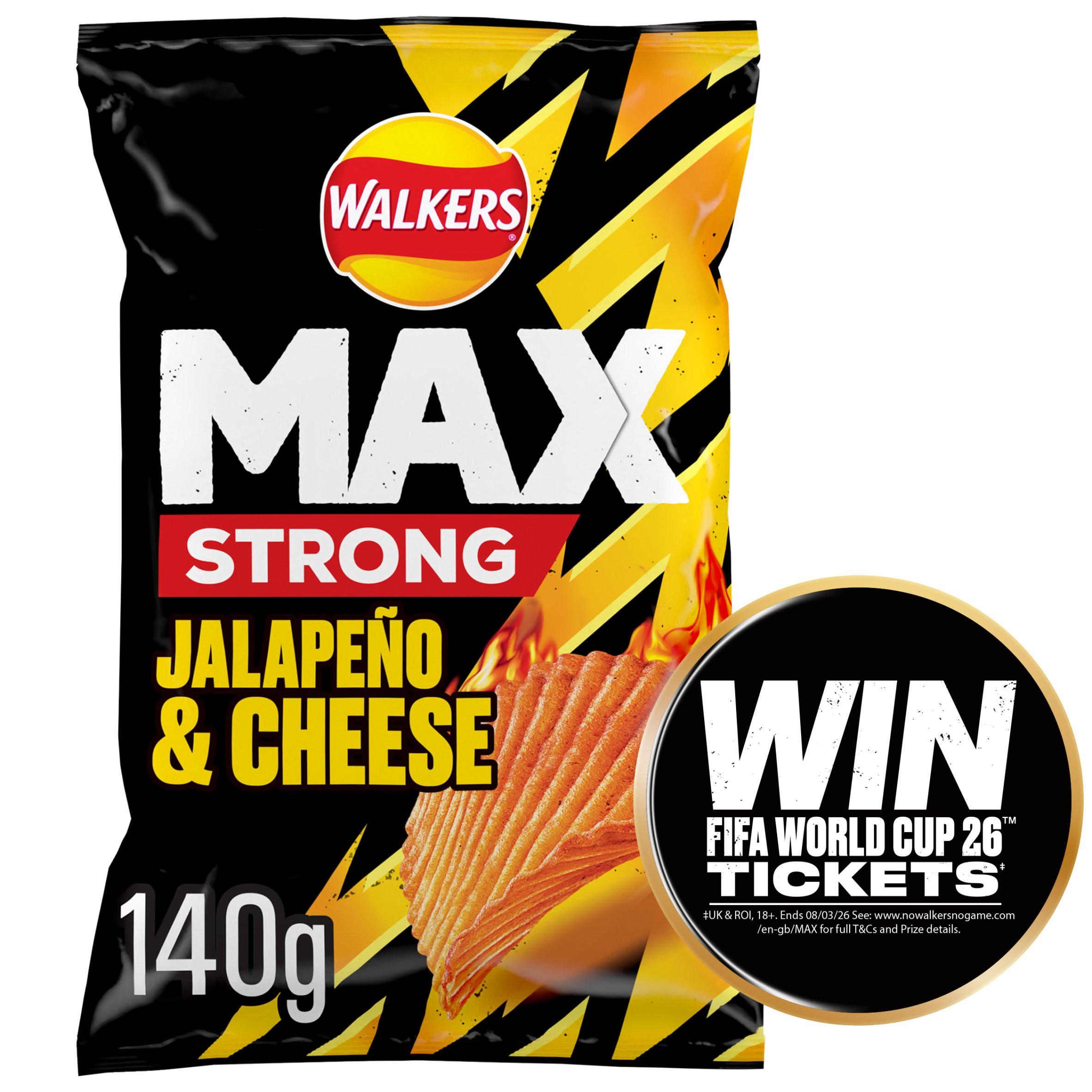 Walkers Max Strong Jalapeño & Cheese Sharing Crisps 140g | Sharing ...