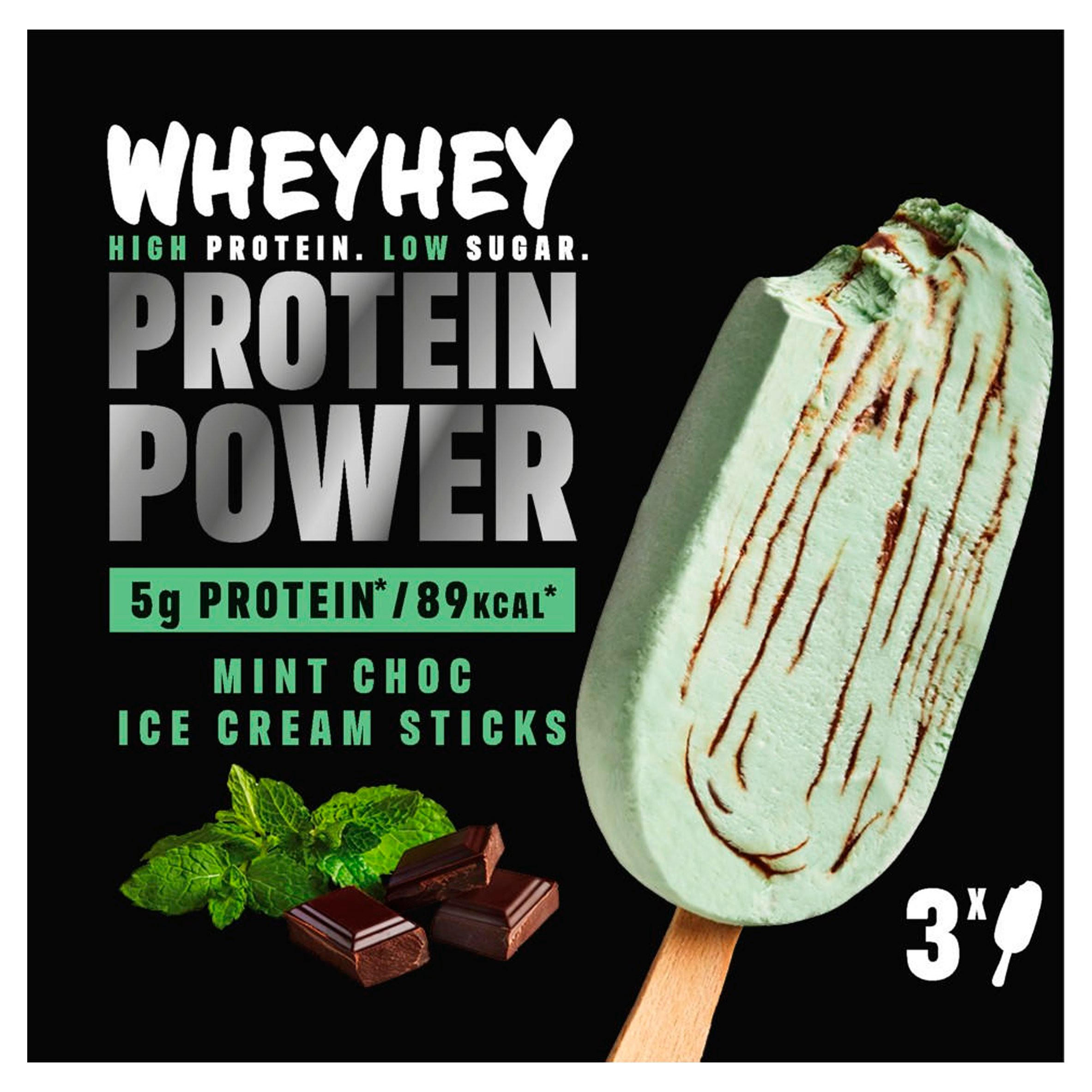 Wheyhey Protein Power Mint Choc Ice Cream Sticks 3 x 60g | Ice Cream ...