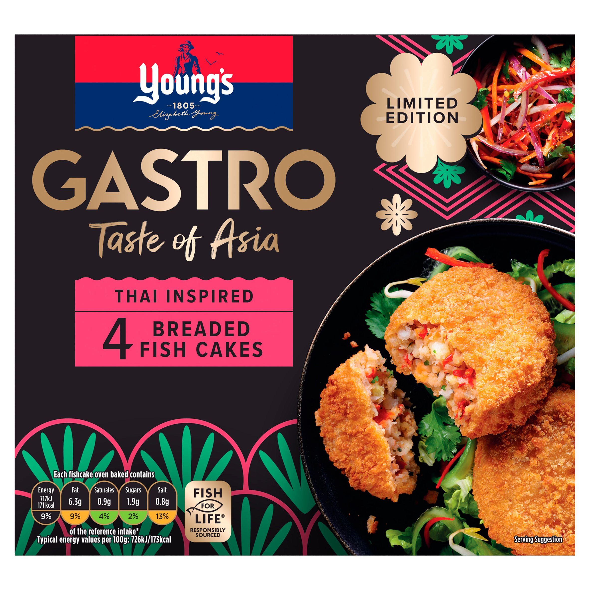 Young's Gastro Taste of Asia Thai Inspired 4 Breaded Fish Cakes 400g ...