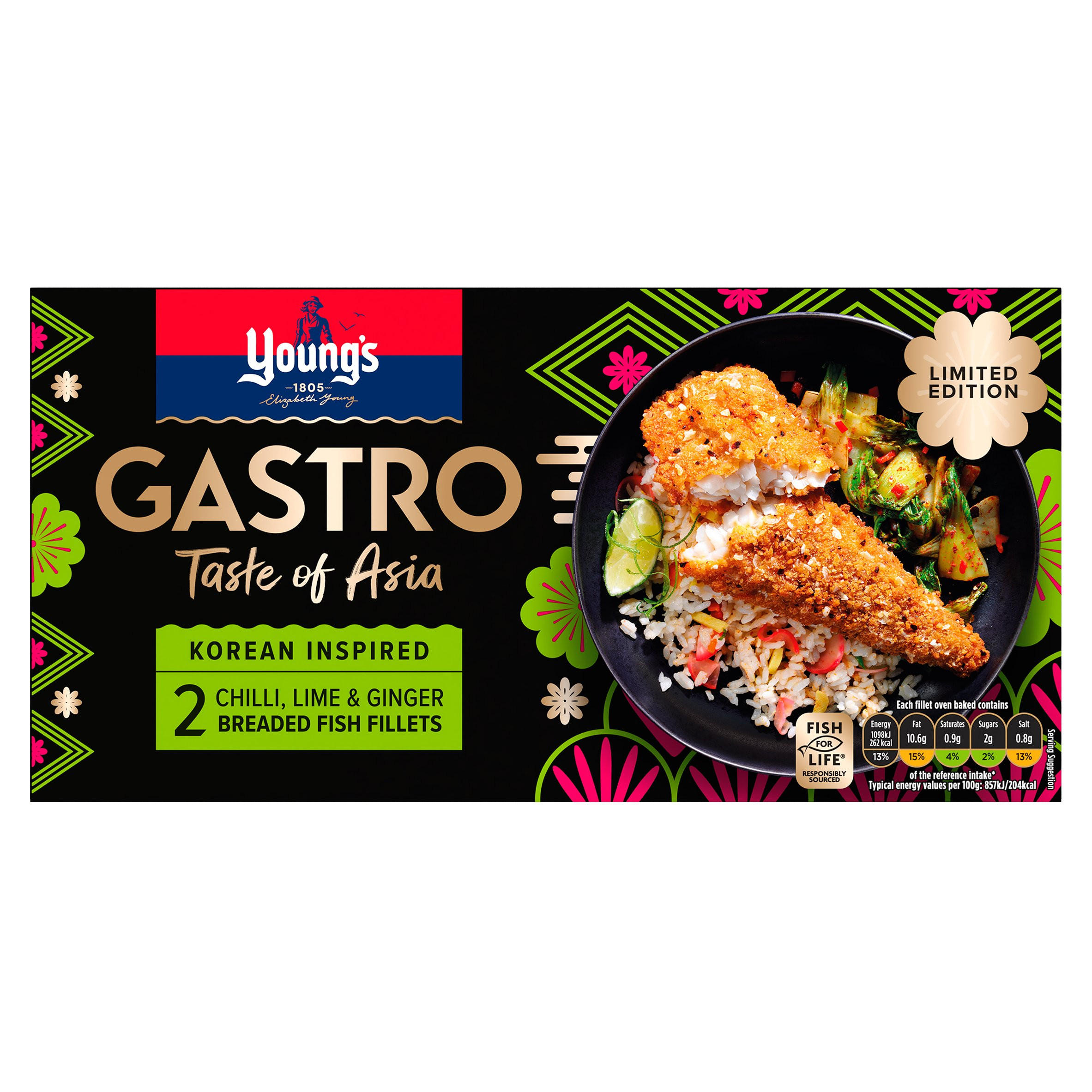 Young's Limited Edition Gastro 2 Chilli, Lime & Ginger Breaded Fish Fillets 270g | Battered ...